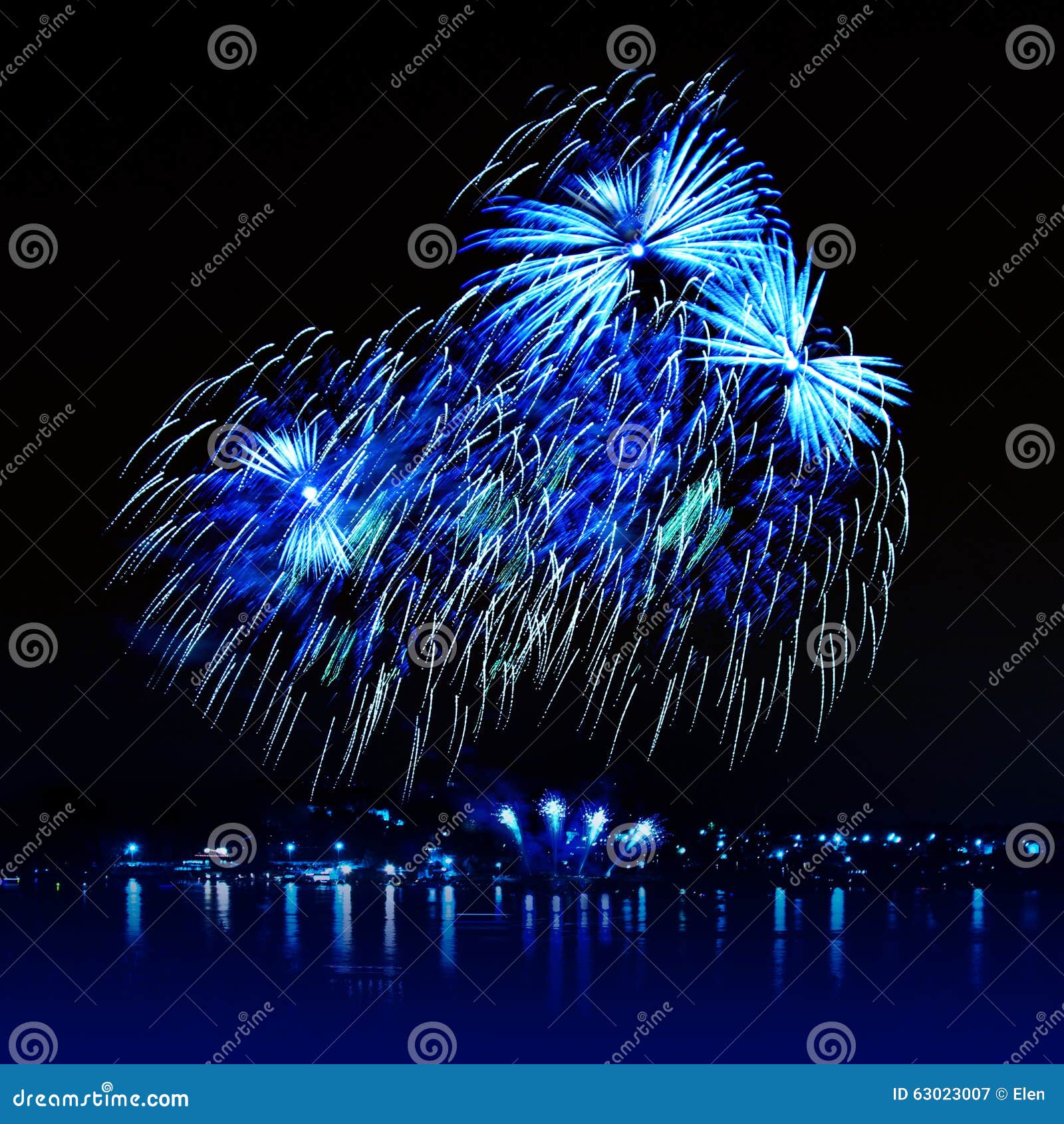 Celebratory blue firework stock image. Image of flashes - 63023007