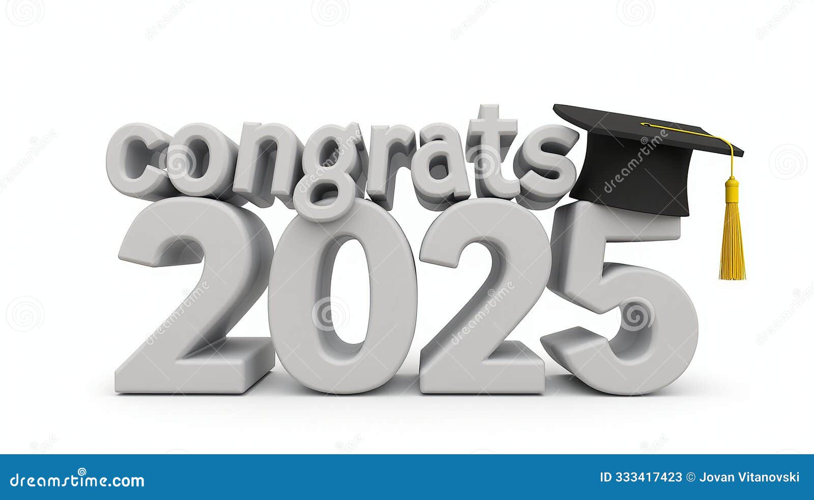 3D Render of Congrats Class of 2025 with Graduation Cap Stock ...