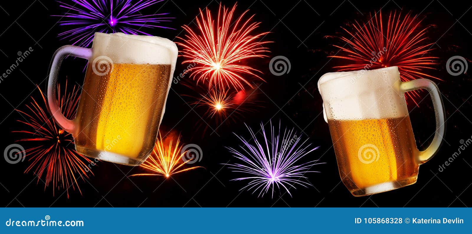Celebratory Drink with Two Glasses of Beer Stock Photo - Image of ...