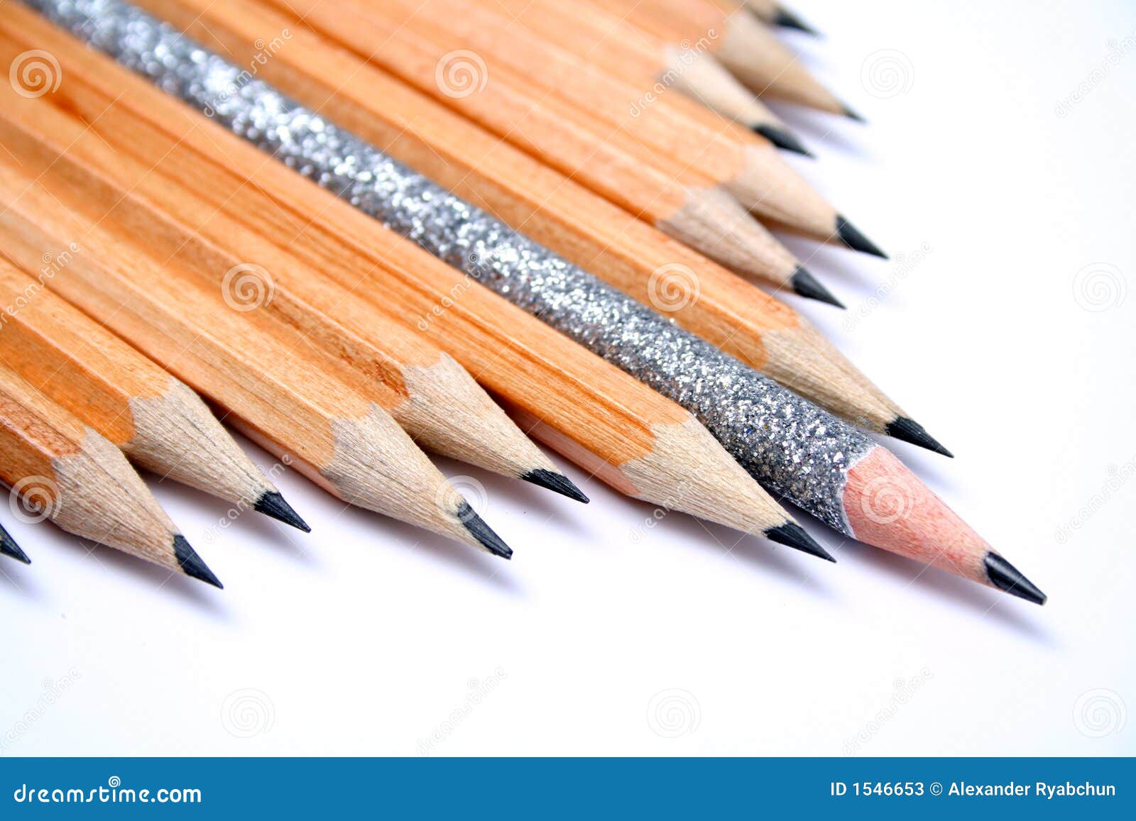 Celebratory Pencil among Usual Pencils on a Diagonal Stock Image ...