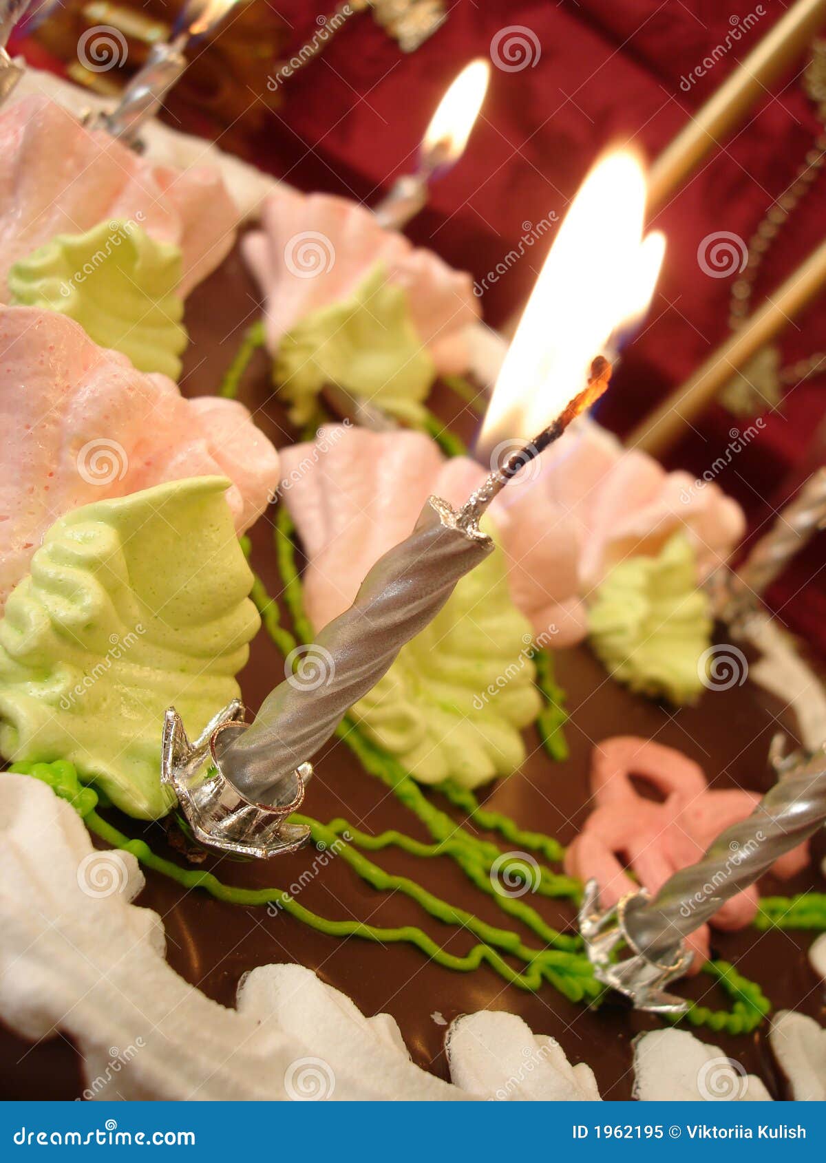 Celebratory Table (birthday Cake and Candles) on Red Stock Image ...