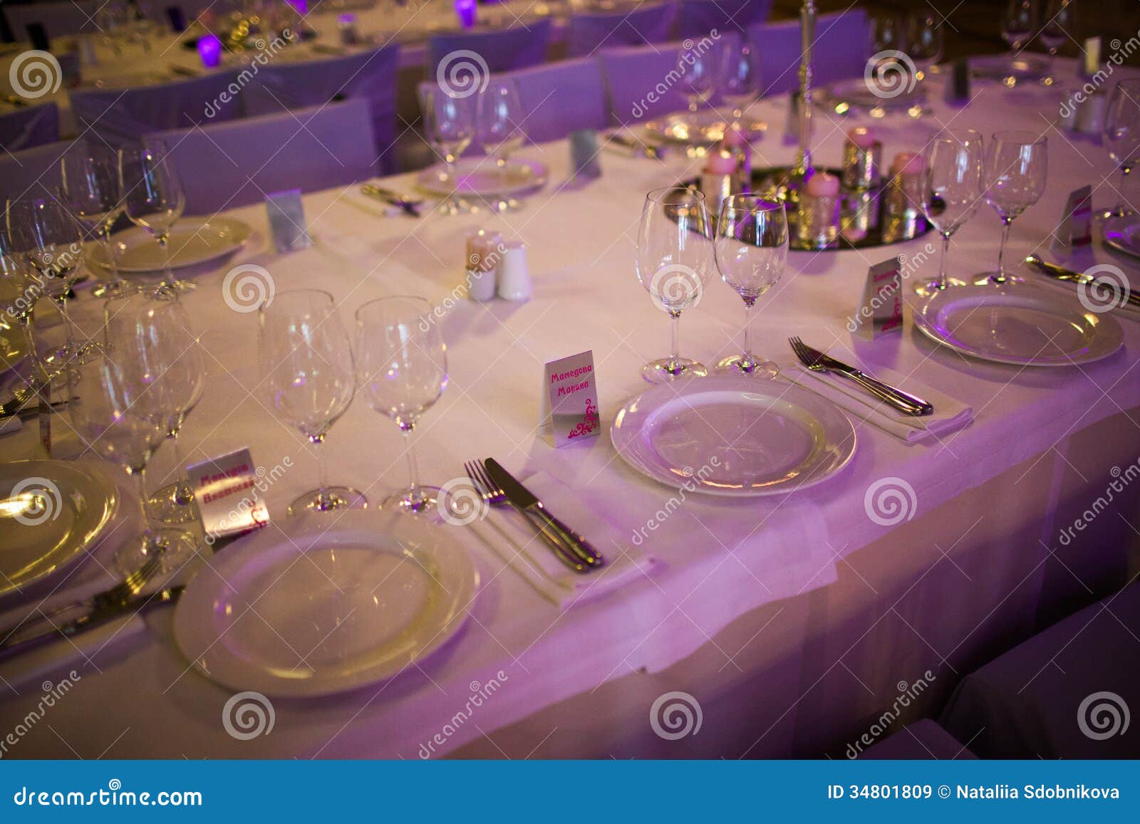 Celebratory Tables in the Banquet Hall Stock Image - Image of cloth ...