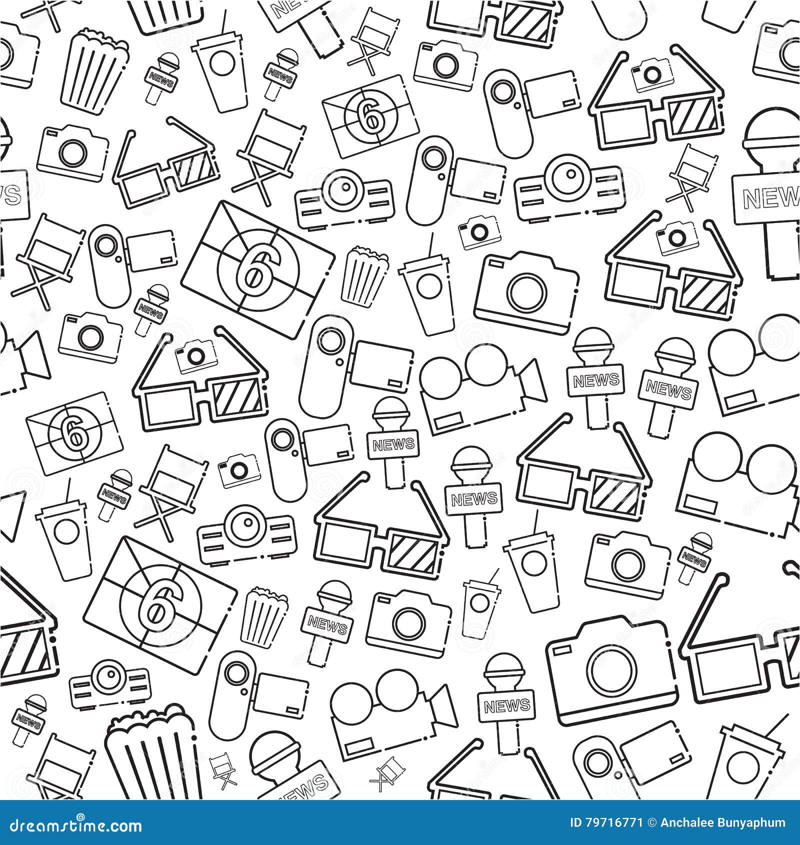 Celebrities Universal Movie Icons Line Pattern Stock Illustration ...