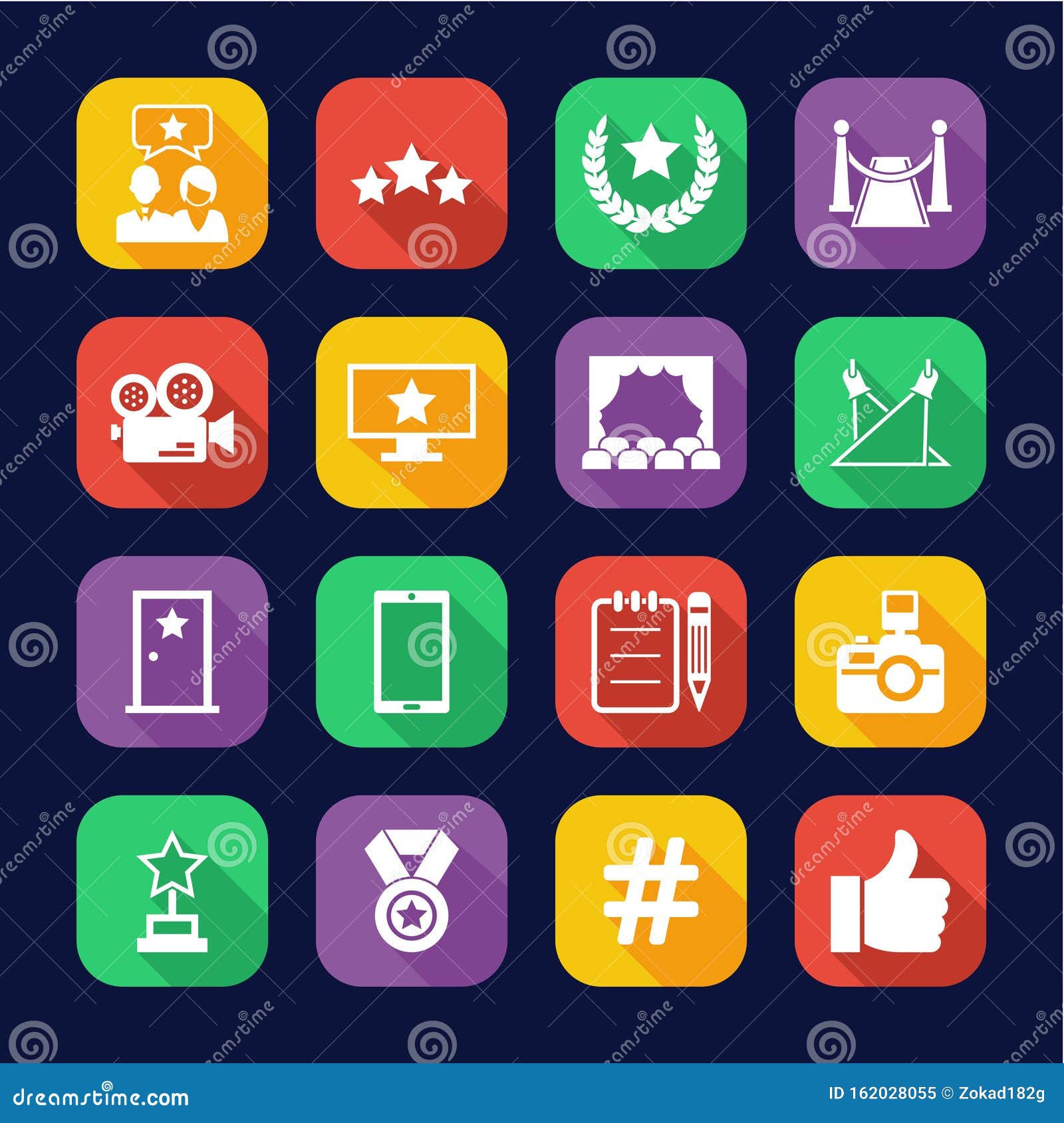 Celebrity or Fame Icons Flat Design Set Stock Vector - Illustration of ...