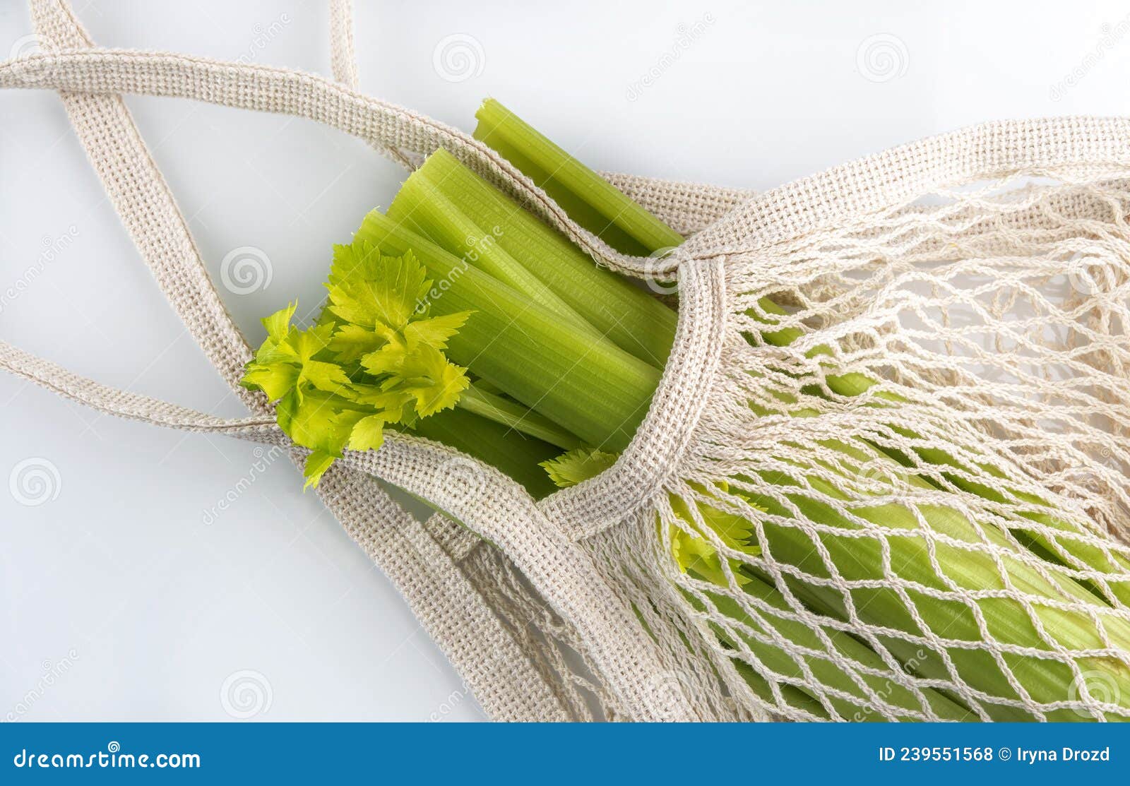 Celery in an Organic Bag on the White Background Stock Photo - Image of ...