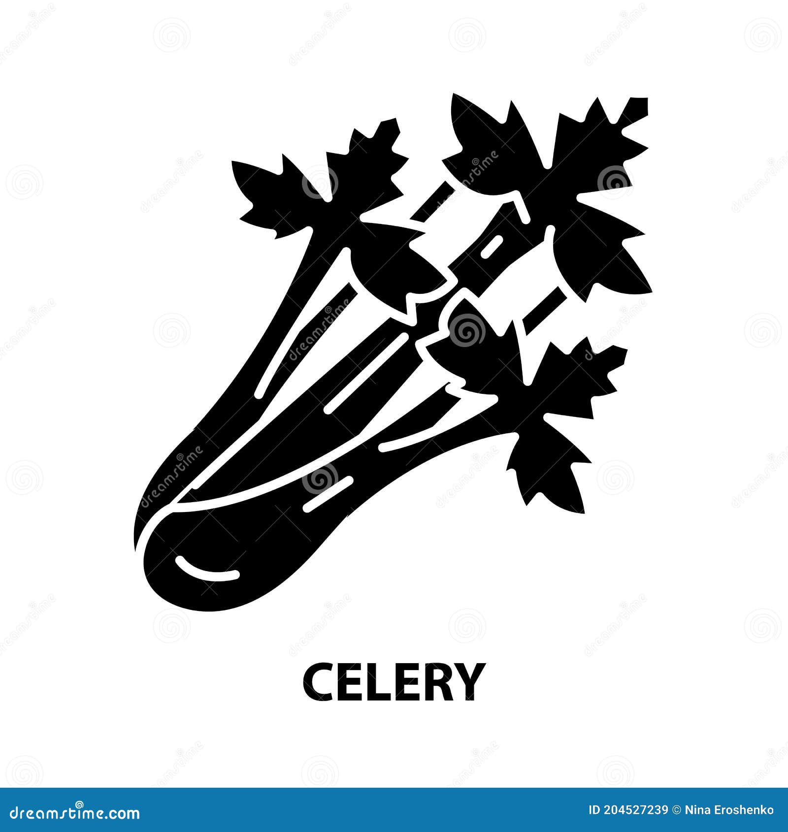 Celery Symbol Icon, Black Vector Sign with Editable Strokes, Concept ...