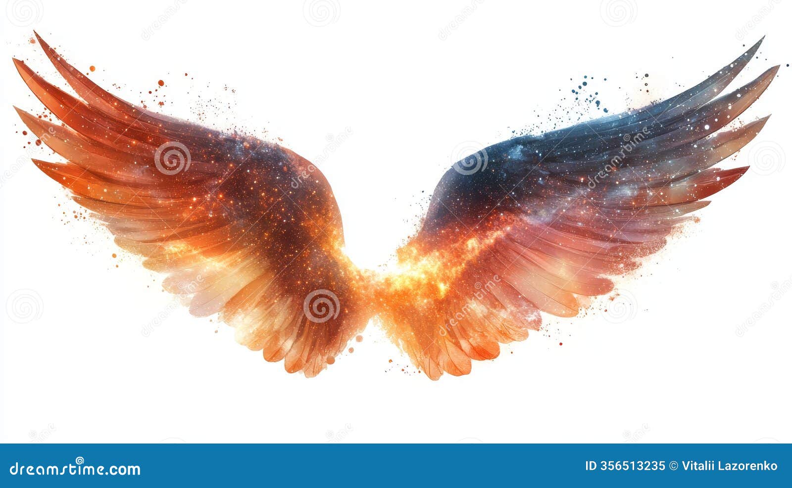 Celestial Angel Wings with Cosmic Texture and Double Exposure Effect ...