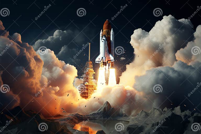 Celestial Ascent Rocket Launches into Space in Dynamic Mixed Media ...