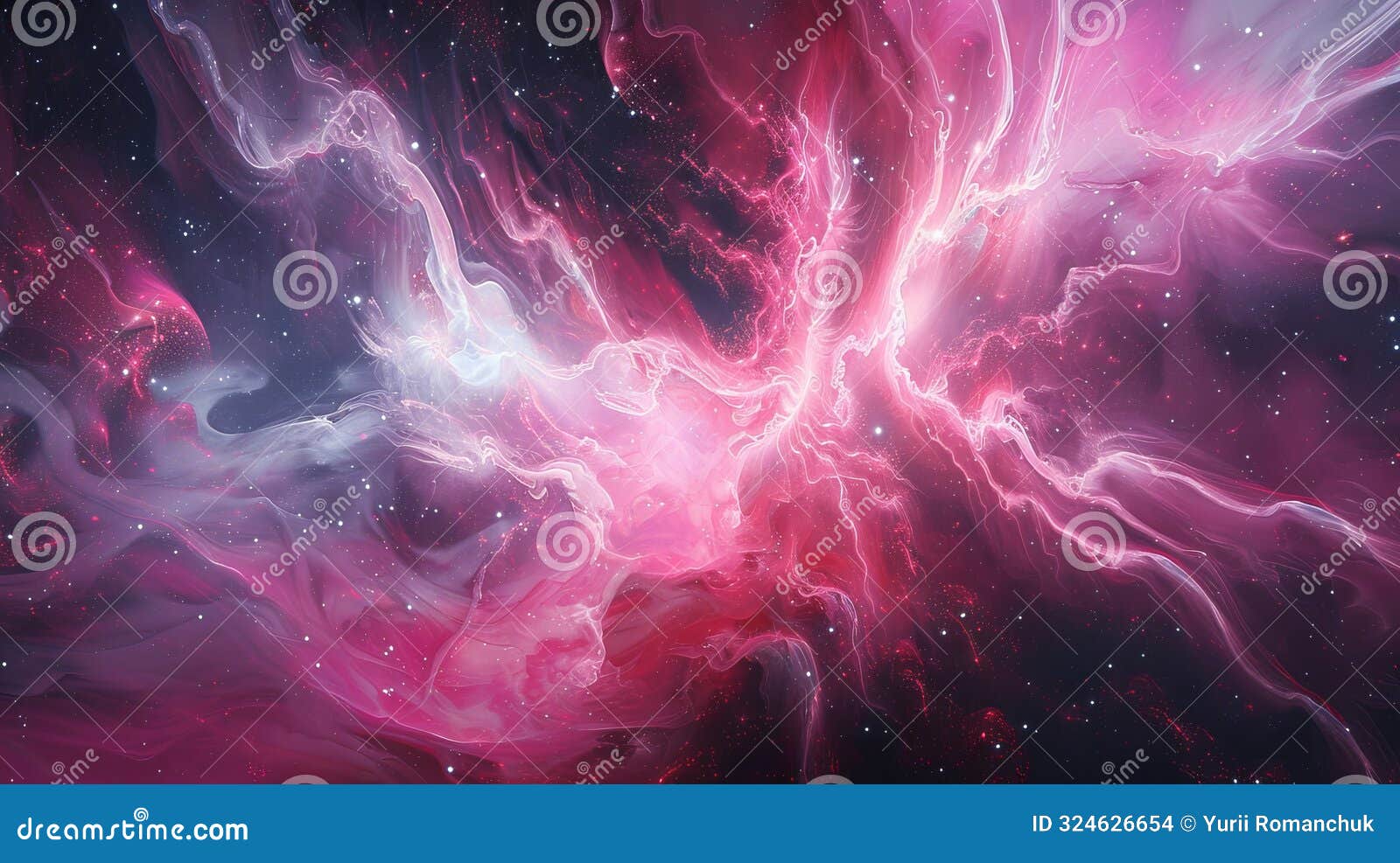 Celestial Aurora Burst with Pink and Silver Cosmic Lights in Abstract ...