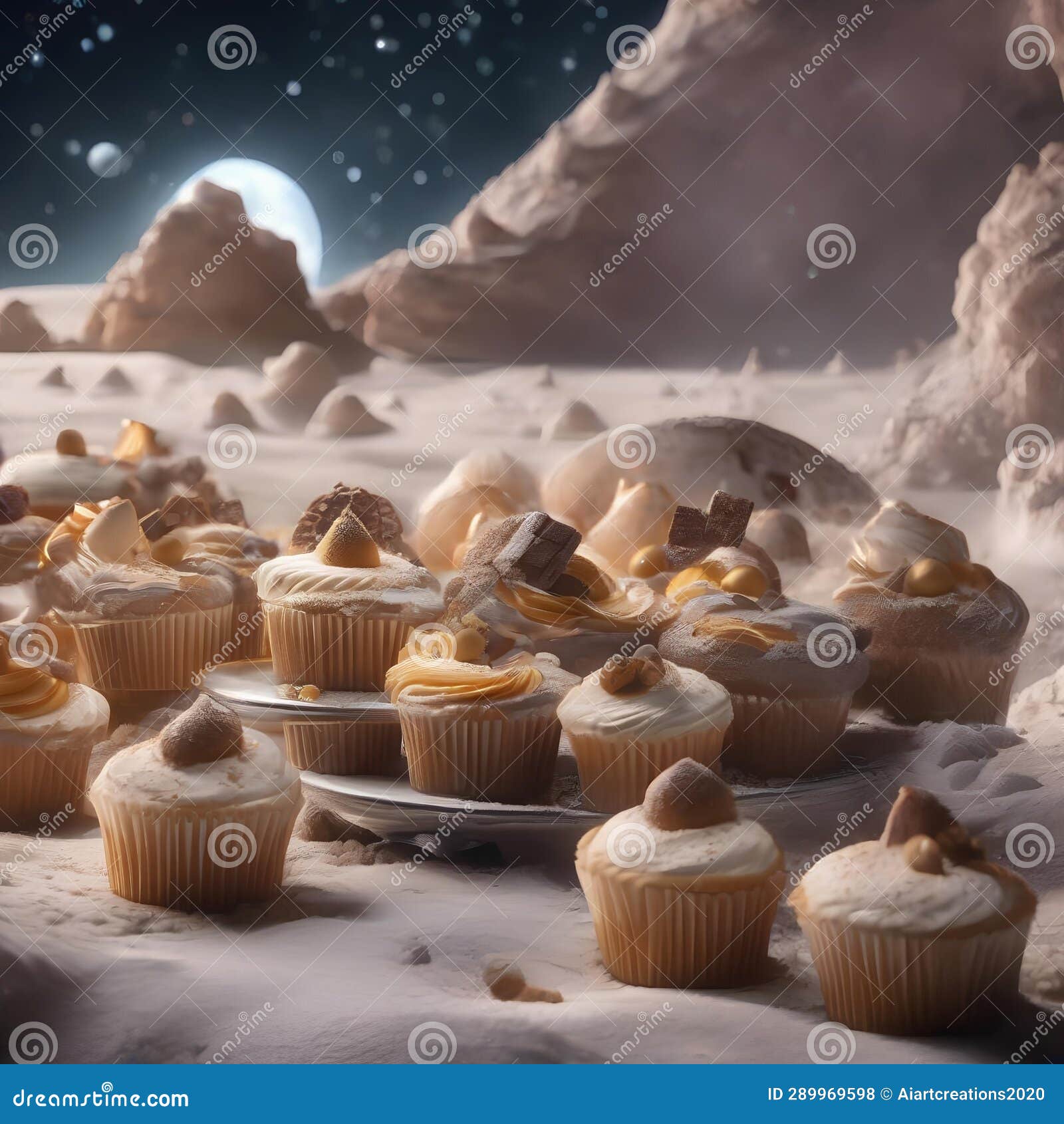 A Celestial Bakery on the Moon, Where Cupcakes and Pastries Float in ...