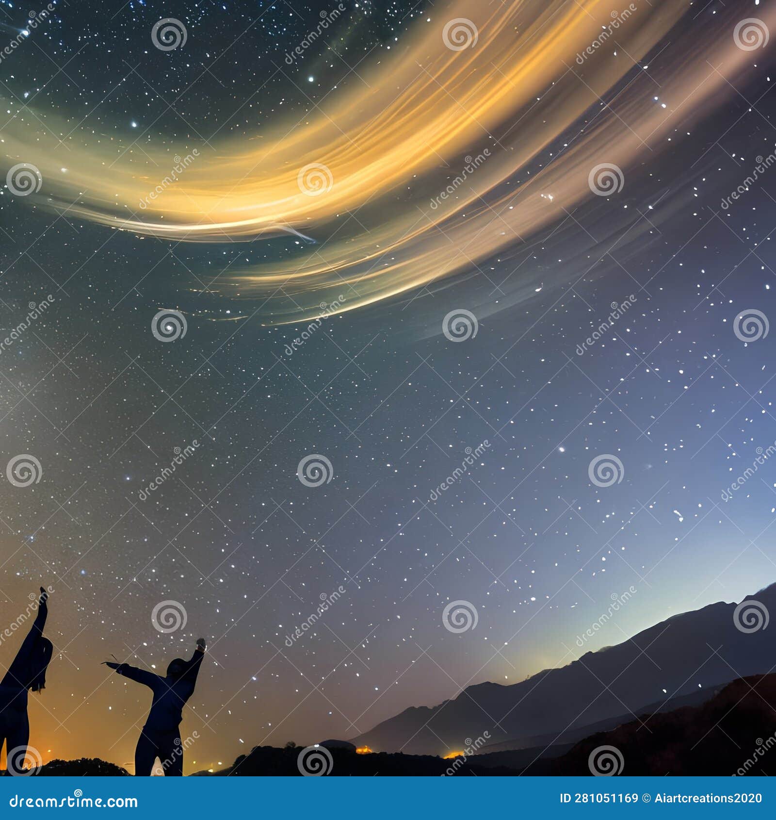 A Celestial Ballet Performance in the Night Sky, with Stars and ...