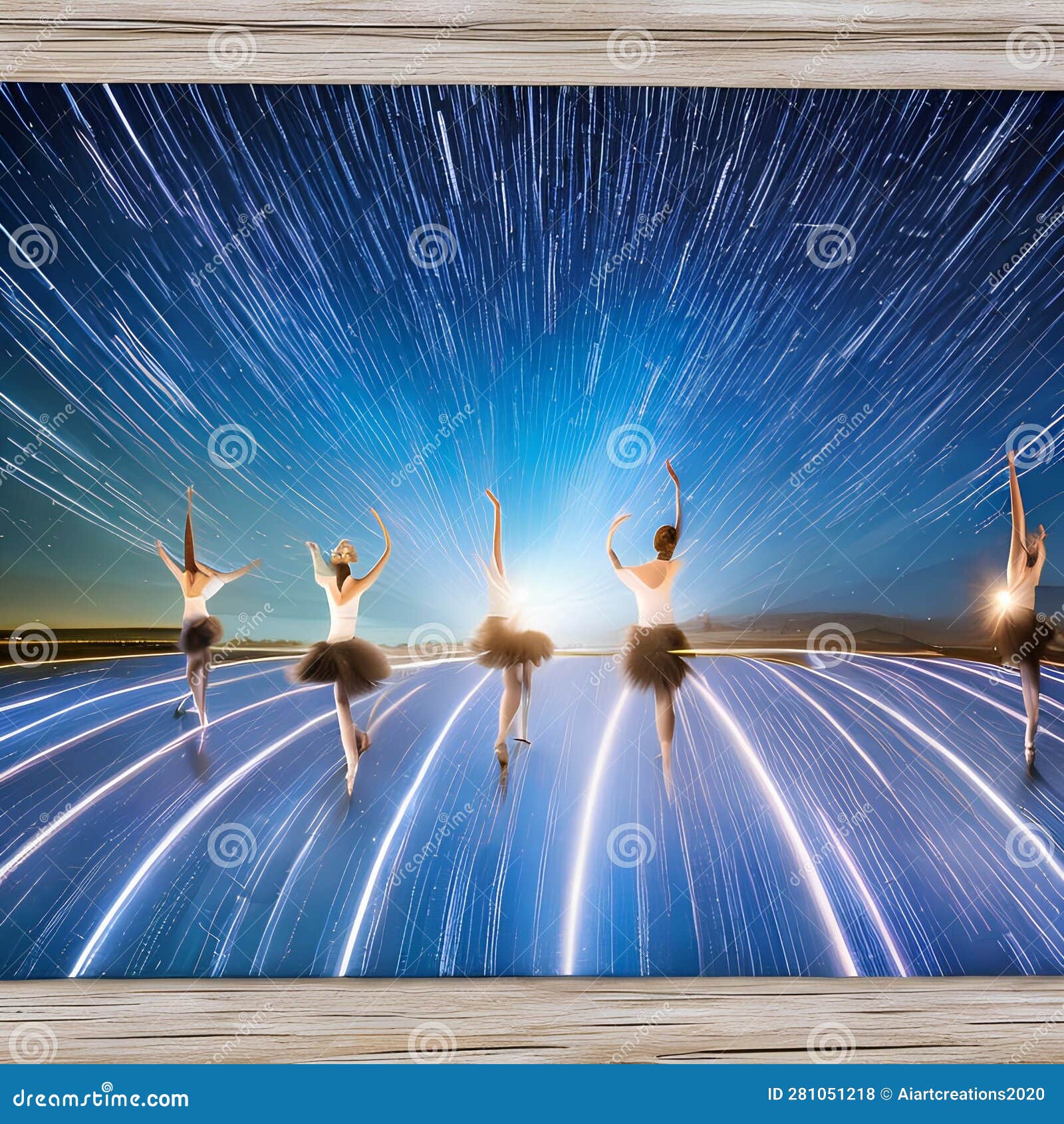 A Celestial Ballet Performance in the Night Sky, with Stars and ...
