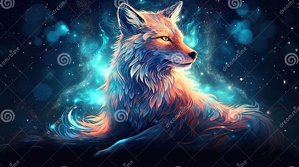 Celestial Beast in Cosmic Realm Stock Illustration - Illustration of ...