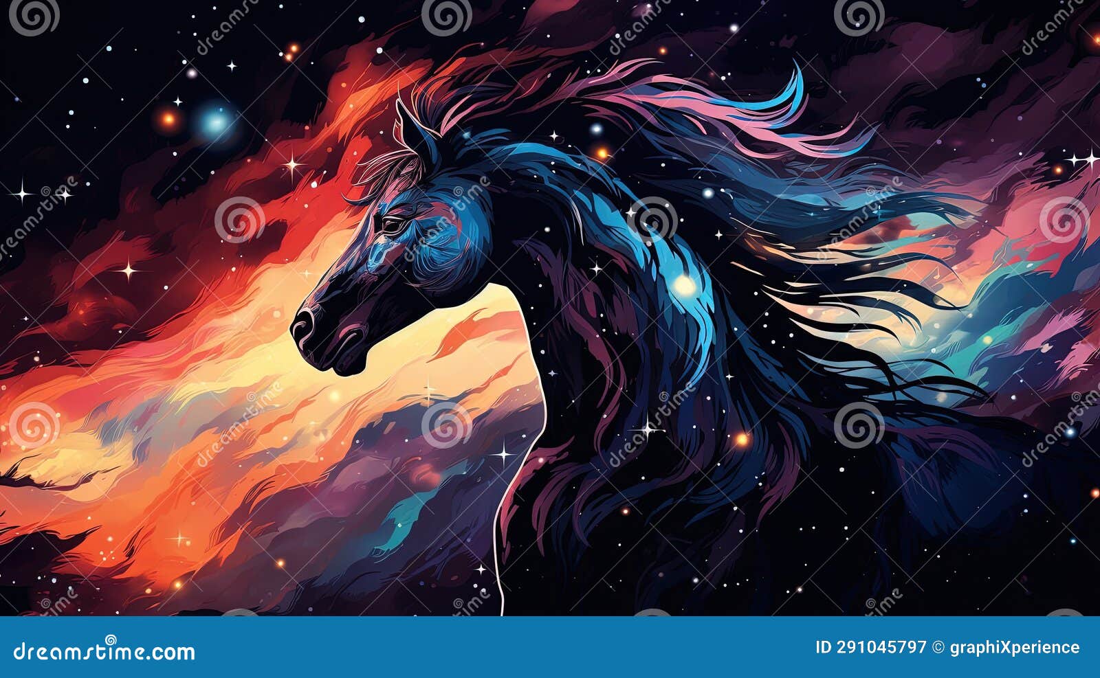 Celestial Beast in Cosmic Realm Stock Illustration - Illustration of ...