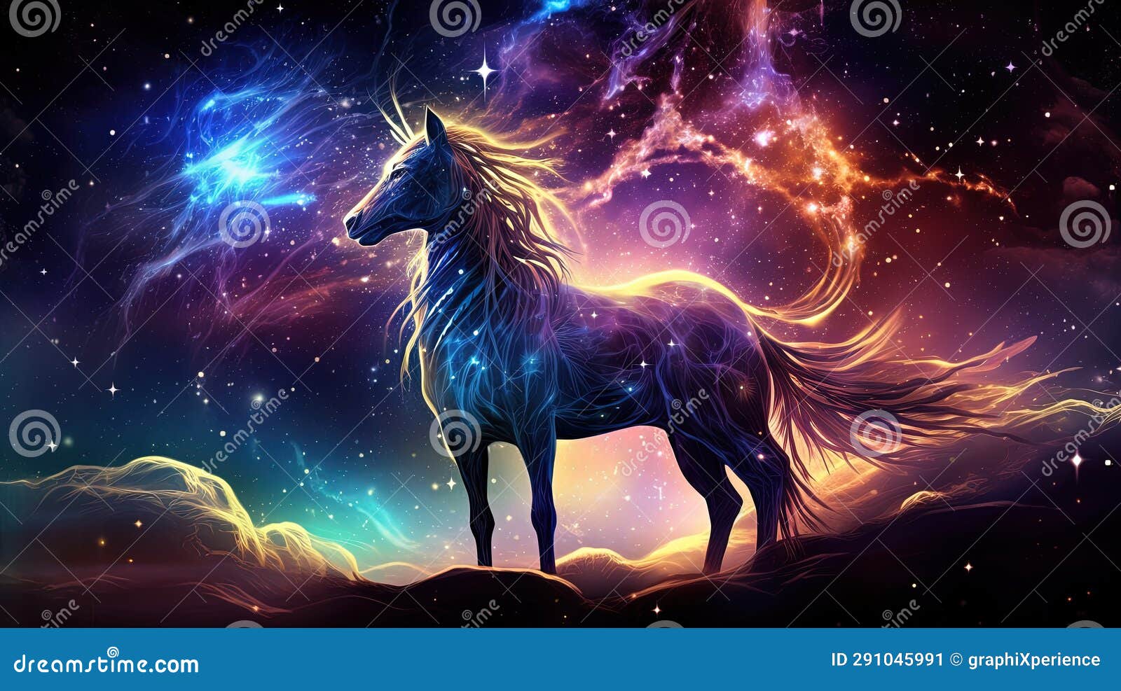 Celestial Beast in Cosmic Realm Stock Illustration - Illustration of ...