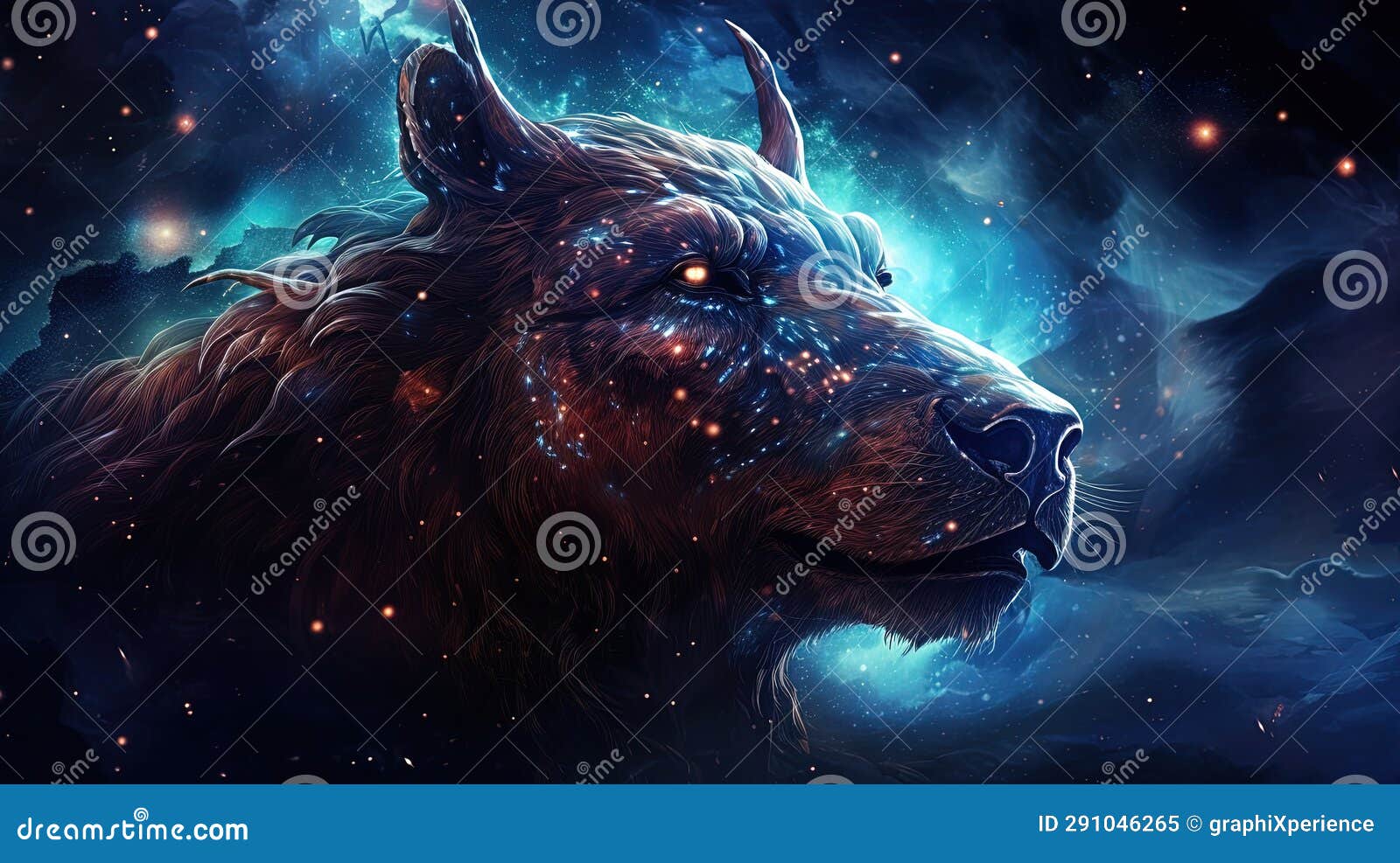 Celestial Beast in Cosmic Realm Stock Illustration - Illustration of ...