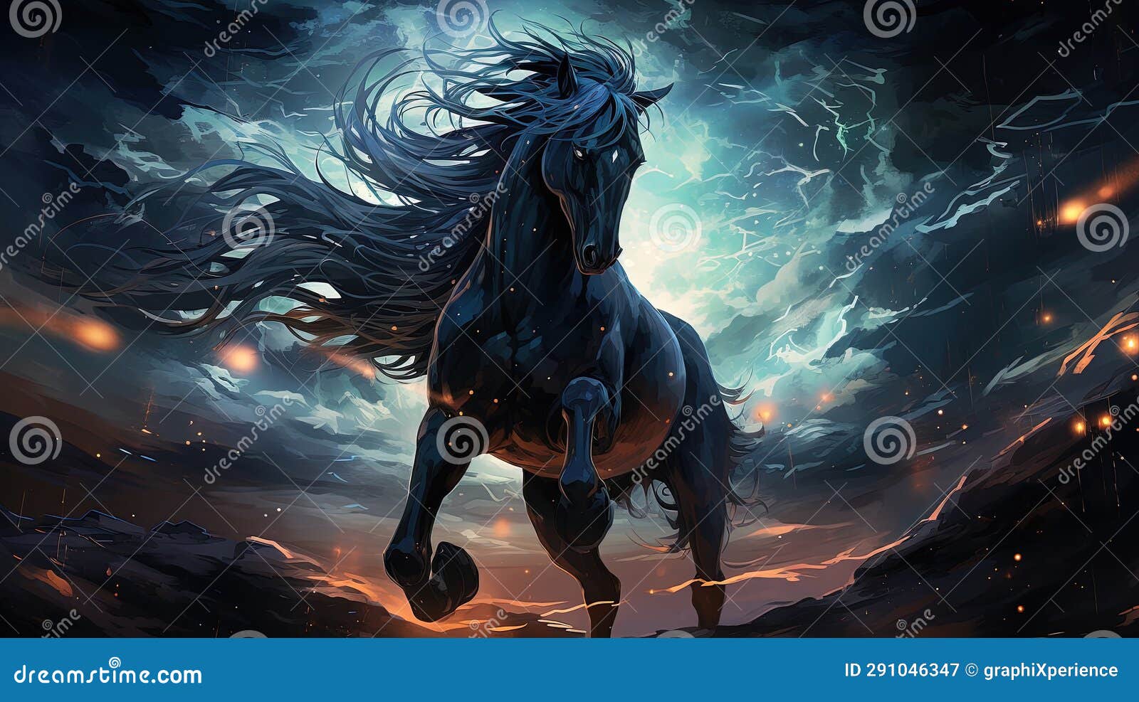 Celestial Beast in Cosmic Realm Stock Illustration - Illustration of ...