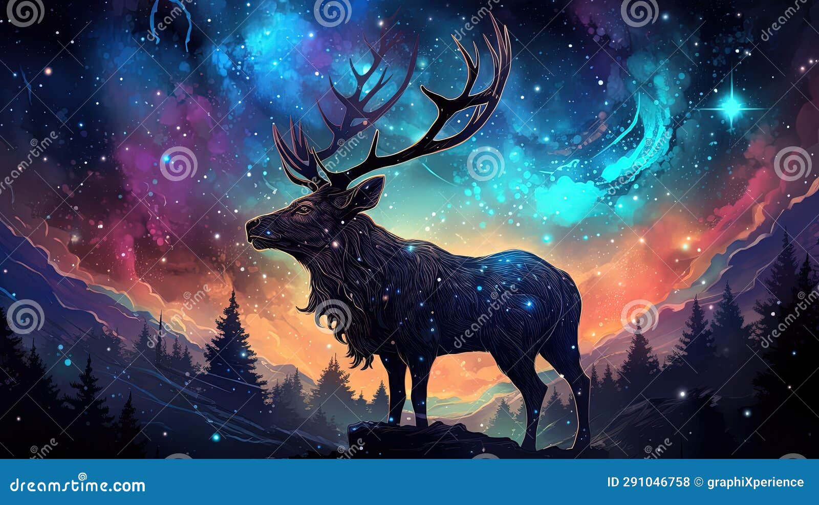 Celestial Beast in Cosmic Realm Stock Illustration - Illustration of ...