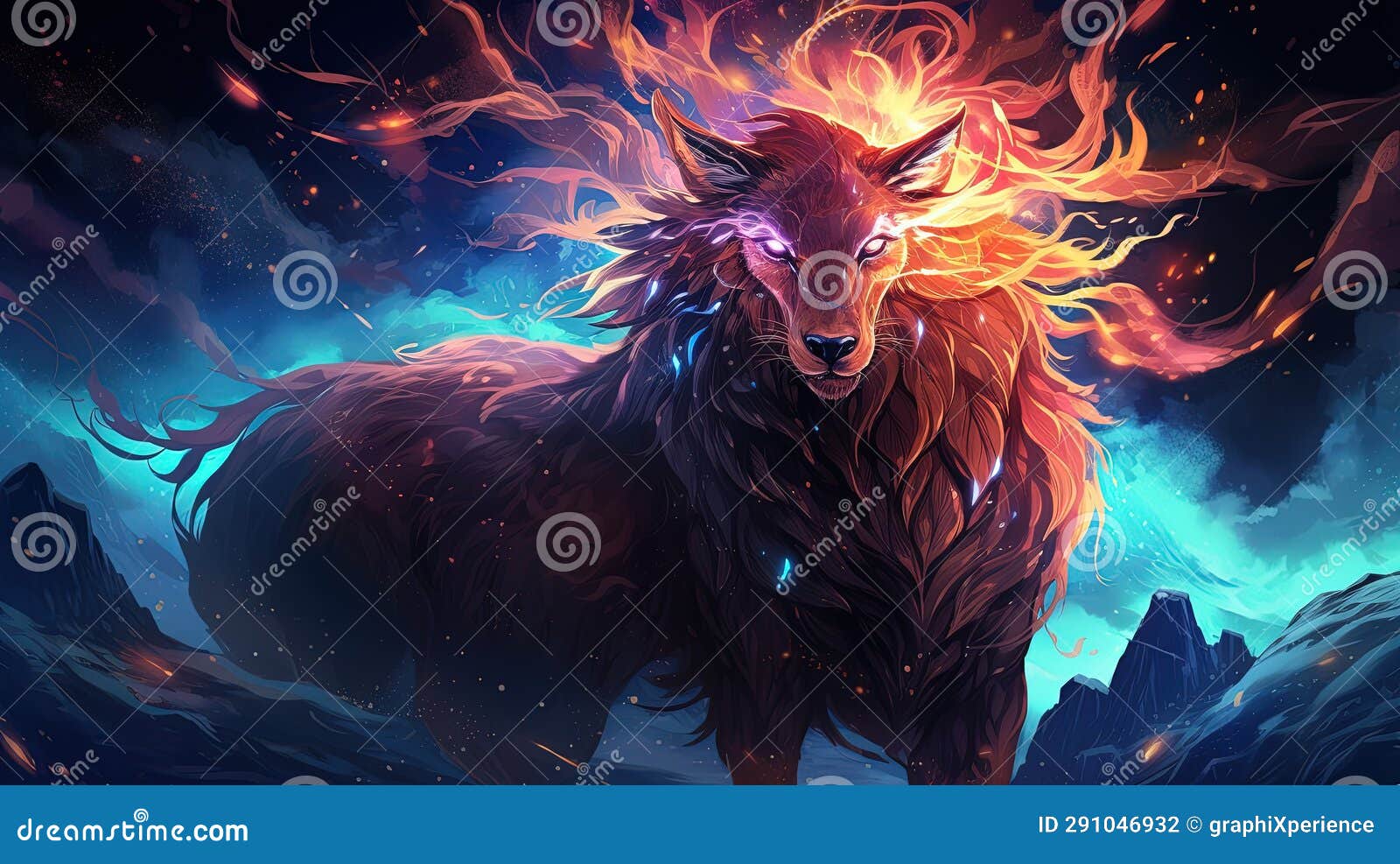 Celestial Beast in Cosmic Realm Stock Illustration - Illustration of ...