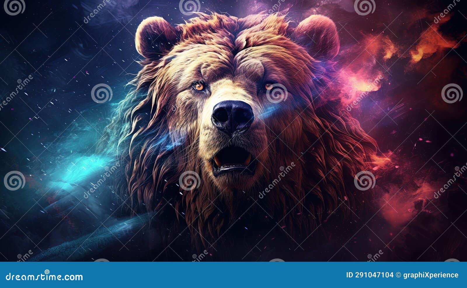 Celestial Beast in Cosmic Realm Stock Illustration - Illustration of ...