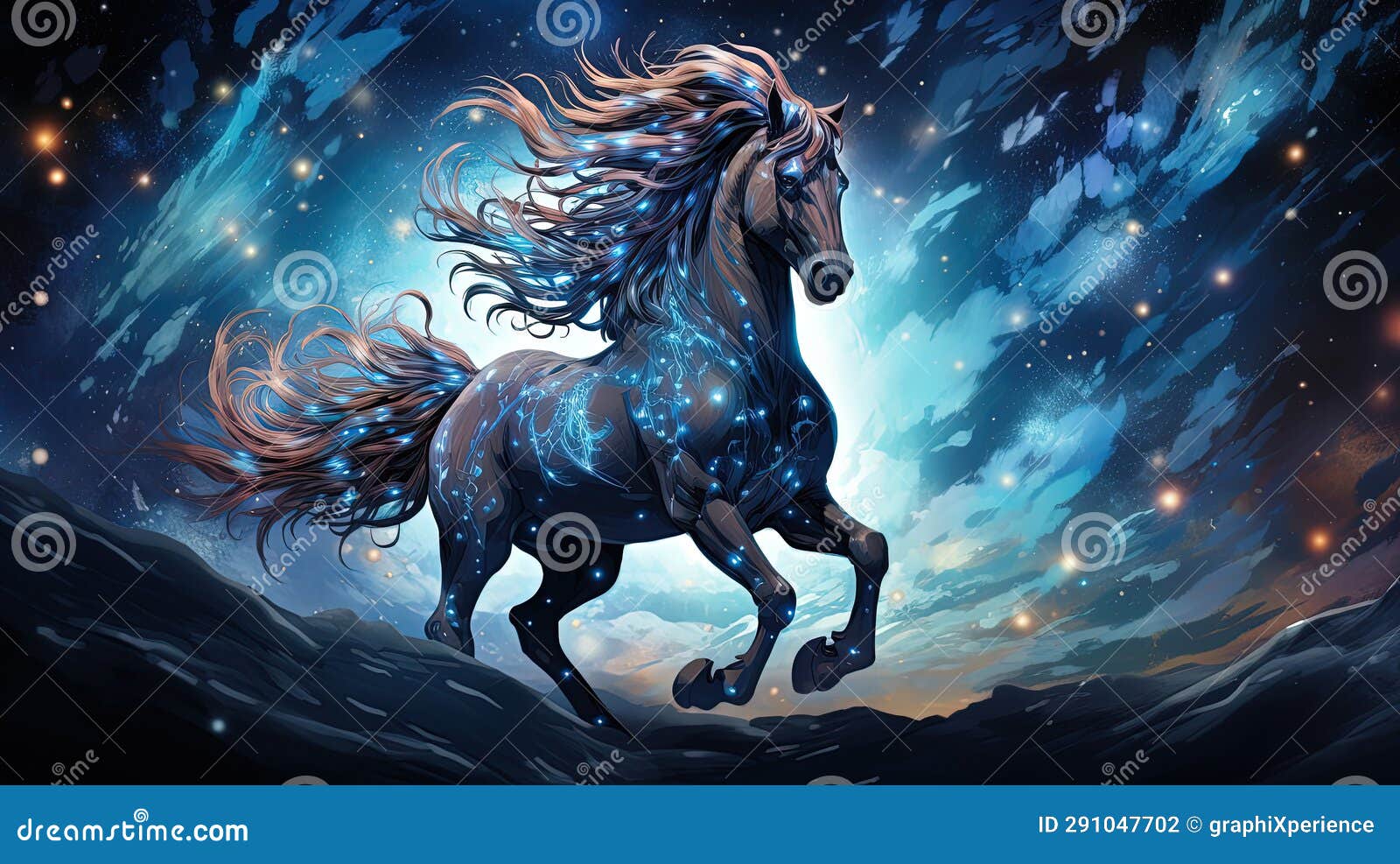 Celestial Beast in Cosmic Realm Stock Illustration - Illustration of ...