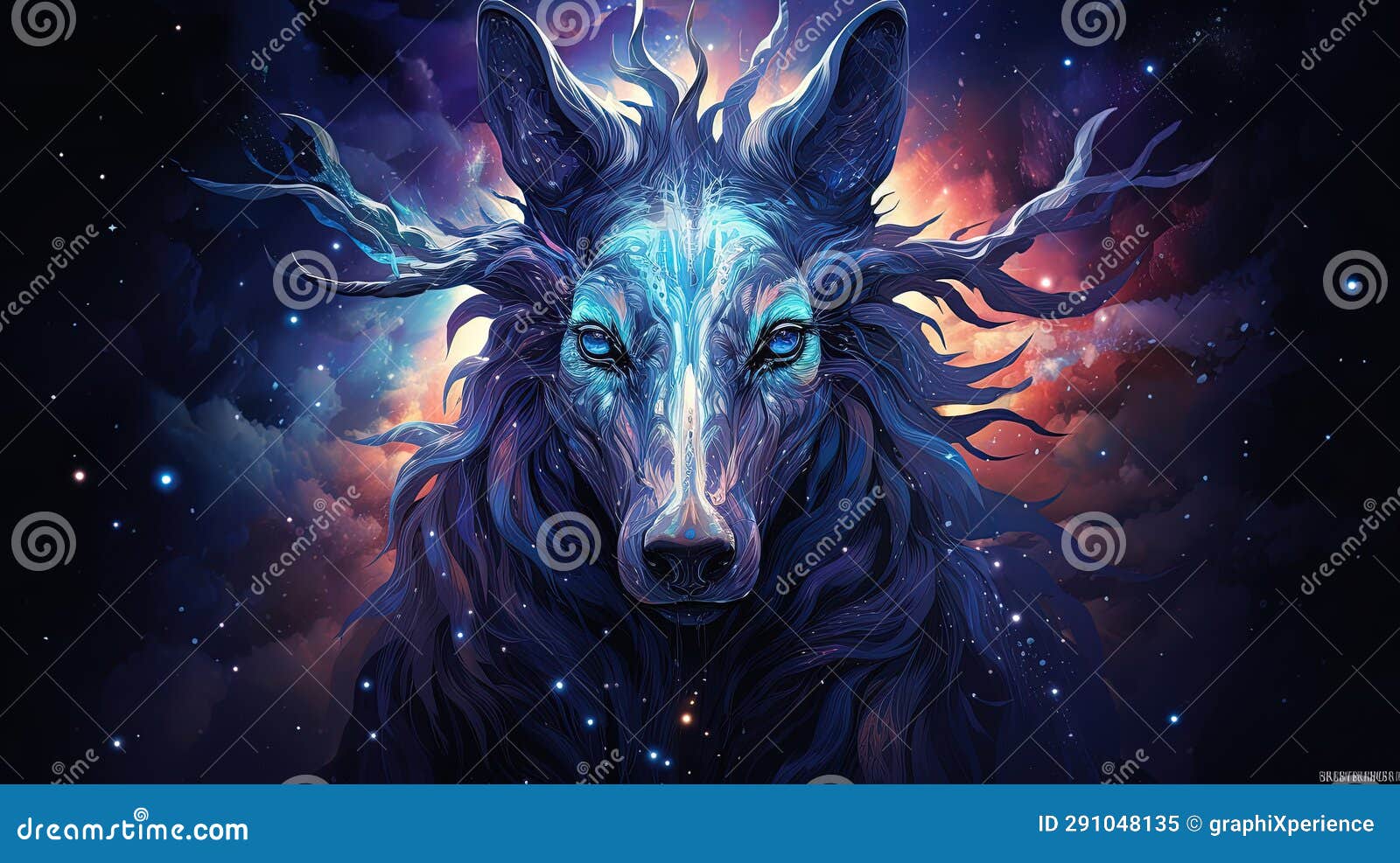Celestial Beast in Cosmic Realm Stock Illustration - Illustration of ...