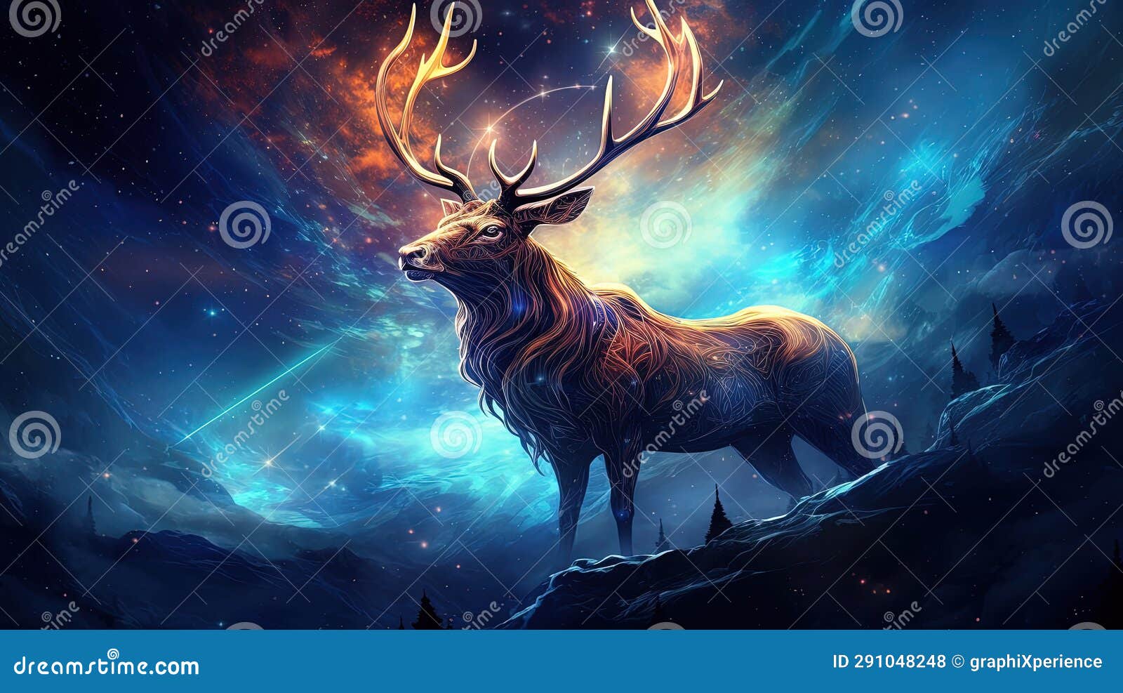 Celestial Beast in Cosmic Realm Stock Illustration - Illustration of ...