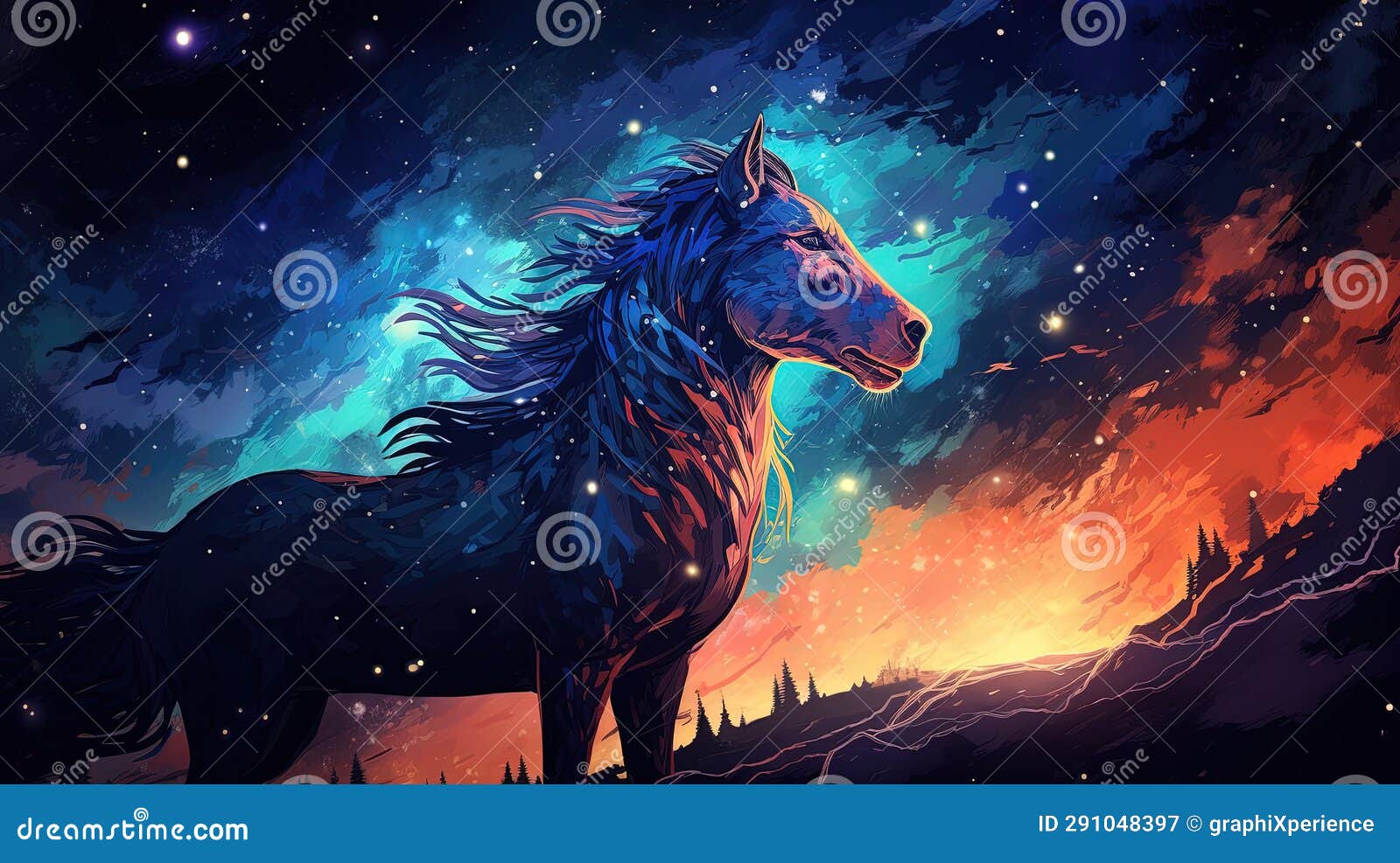 Celestial Beast in Cosmic Realm Stock Illustration - Illustration of ...