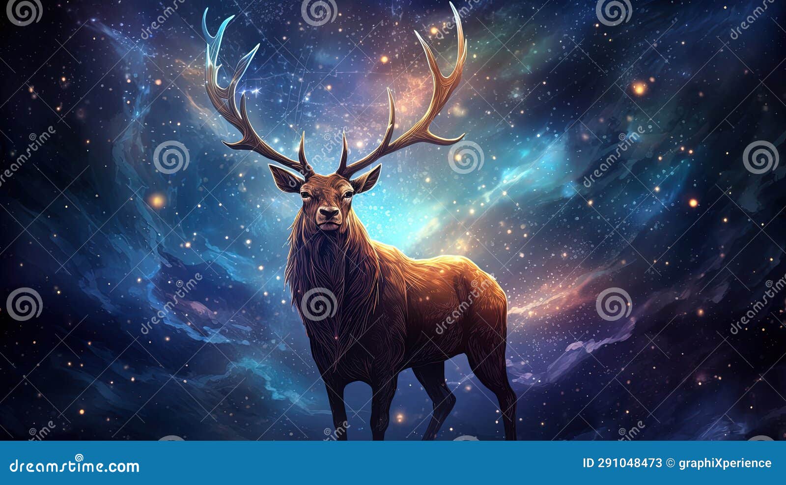 Celestial Beast in Cosmic Realm Stock Illustration - Illustration of ...