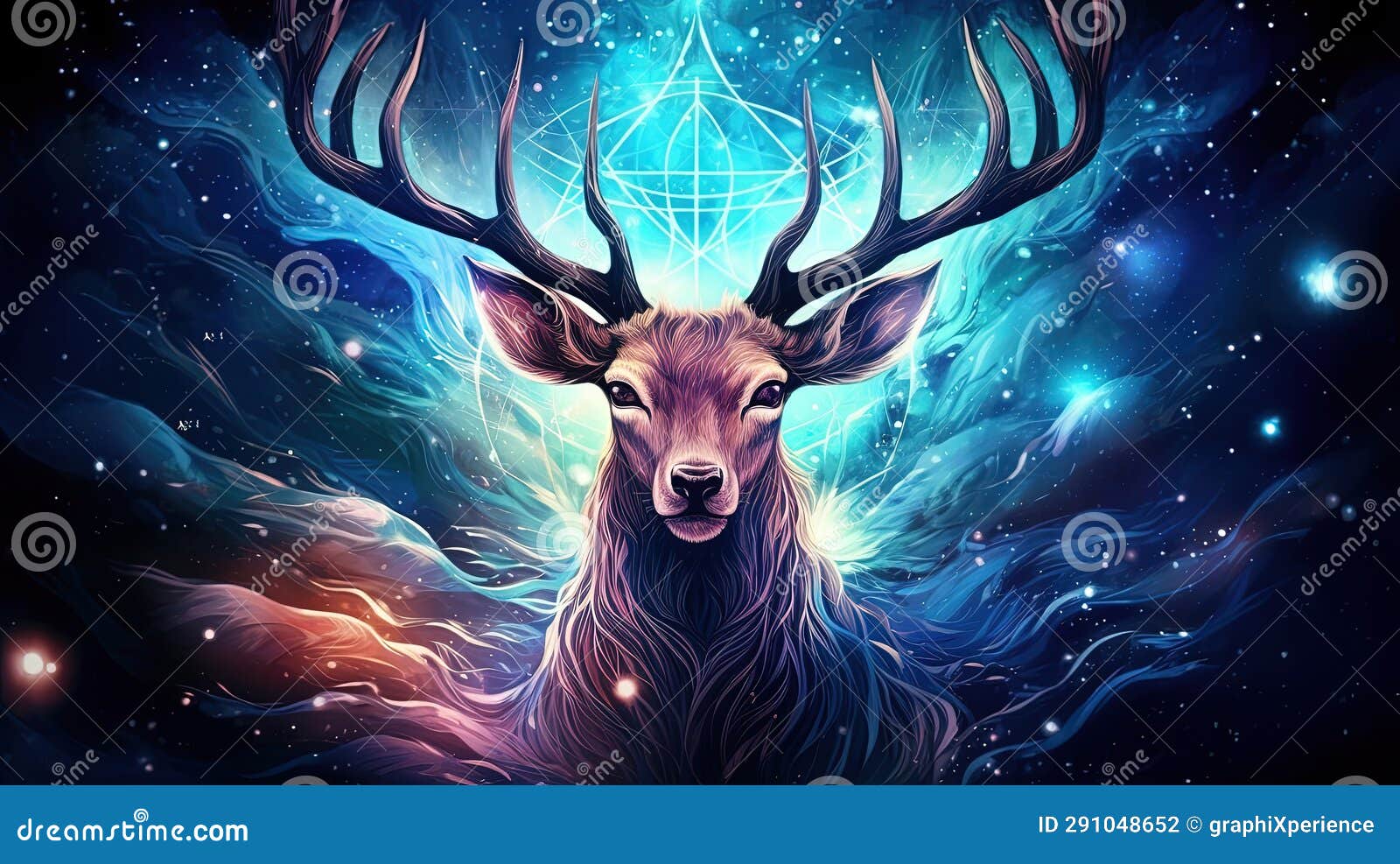 Celestial Beast in Cosmic Realm Stock Illustration - Illustration of ...