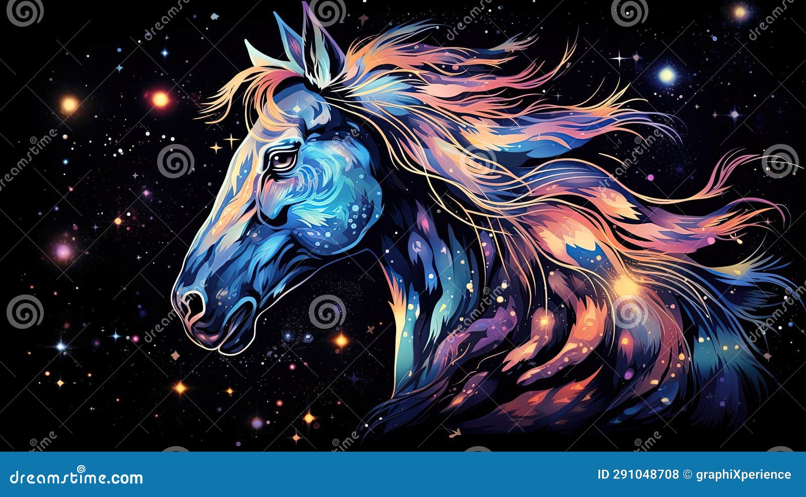 Celestial Beast in Cosmic Realm Stock Illustration - Illustration of ...