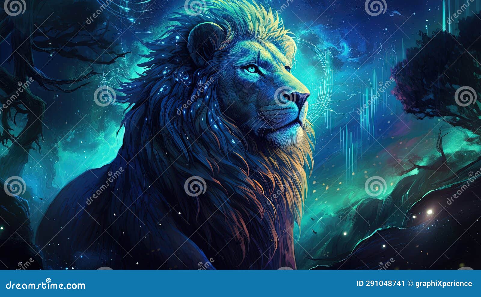 Celestial Beast in Cosmic Realm Stock Illustration - Illustration of ...