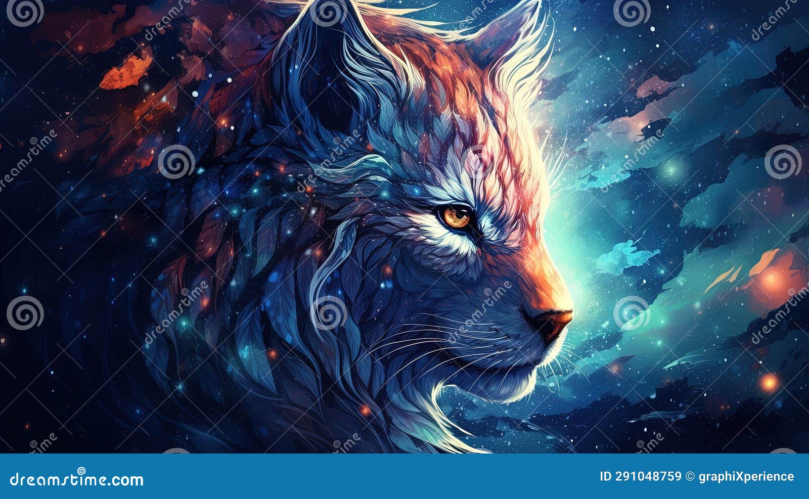 Celestial Beast in Cosmic Realm Stock Illustration - Illustration of ...