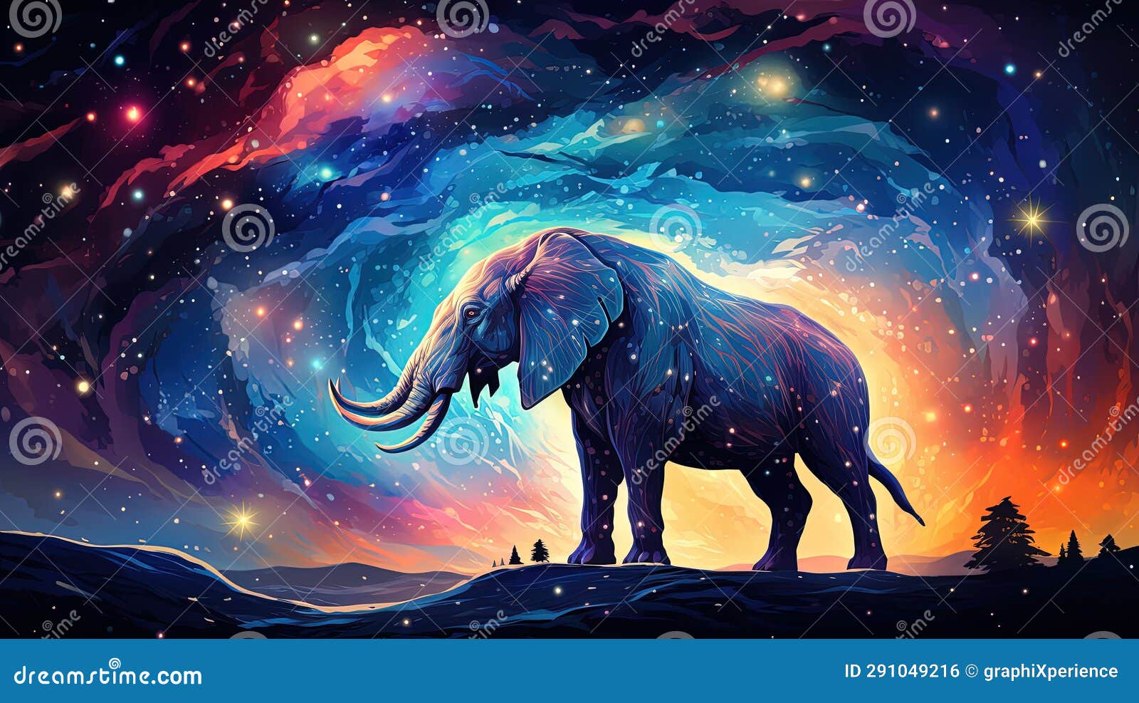 Celestial Beast in Cosmic Realm Stock Illustration - Illustration of ...