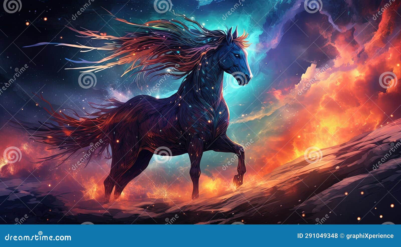 Celestial Beast in Cosmic Realm Stock Illustration - Illustration of ...