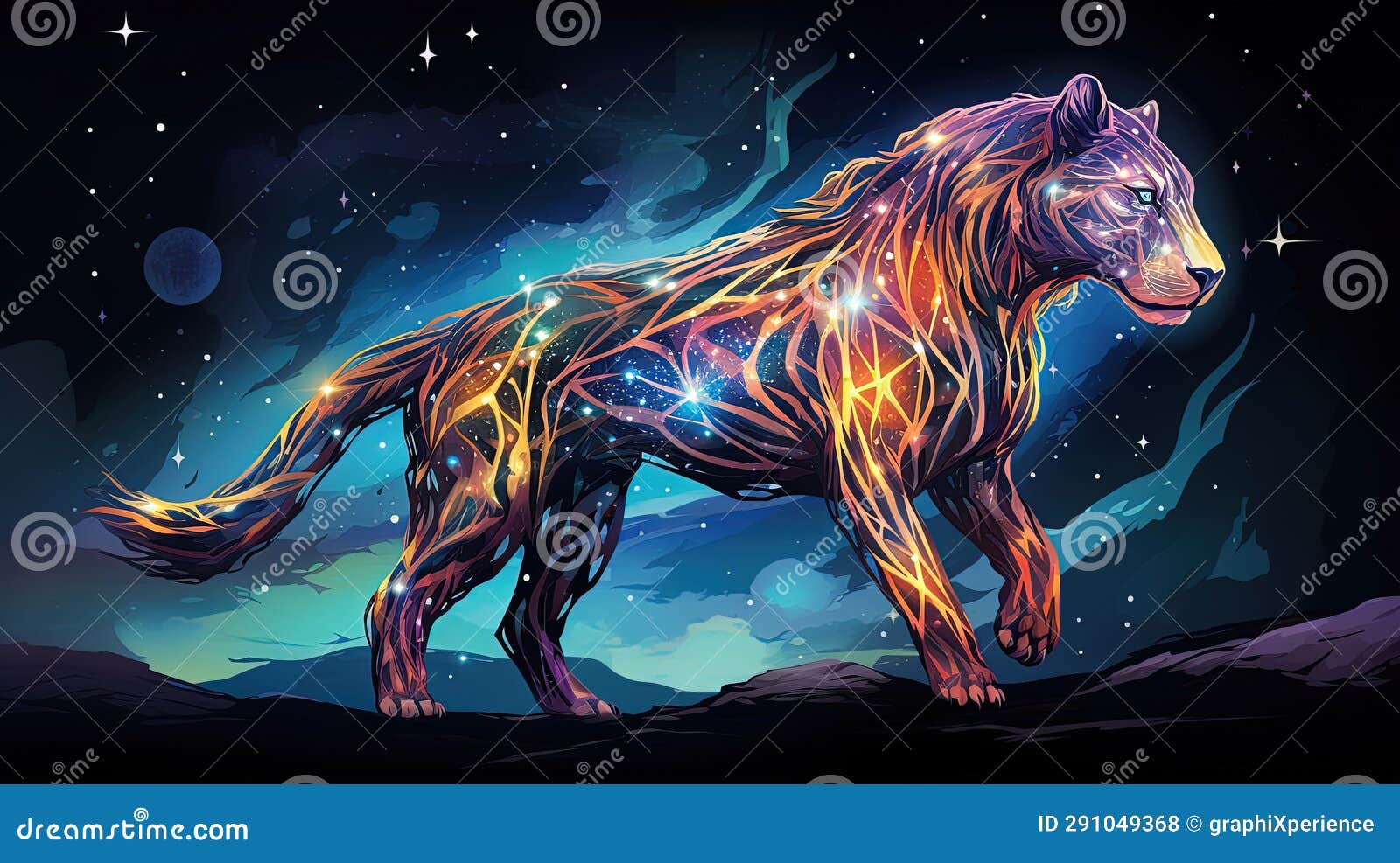 Celestial Beast in Cosmic Realm Stock Illustration - Illustration of ...