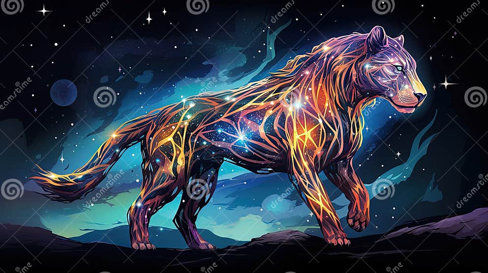 Celestial Beast in Cosmic Realm Stock Illustration - Illustration of ...