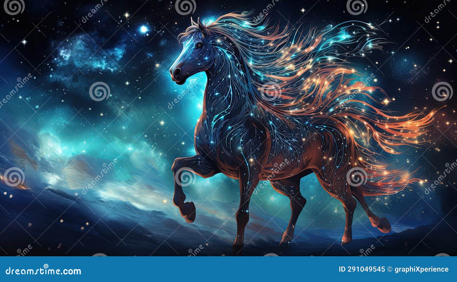 Celestial Beast in Cosmic Realm Stock Illustration - Illustration of ...