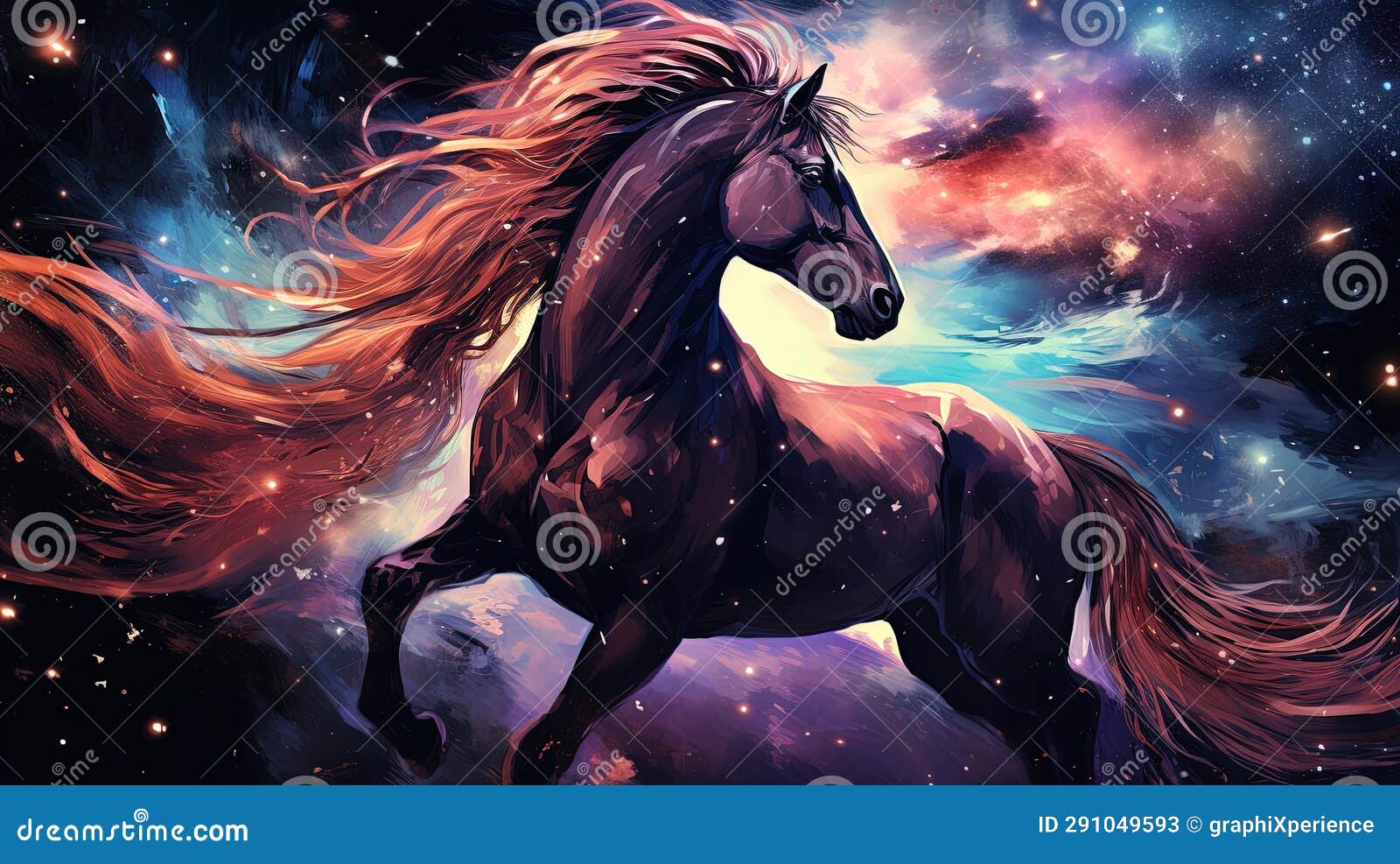 Celestial Beast in Cosmic Realm Stock Illustration - Illustration of ...