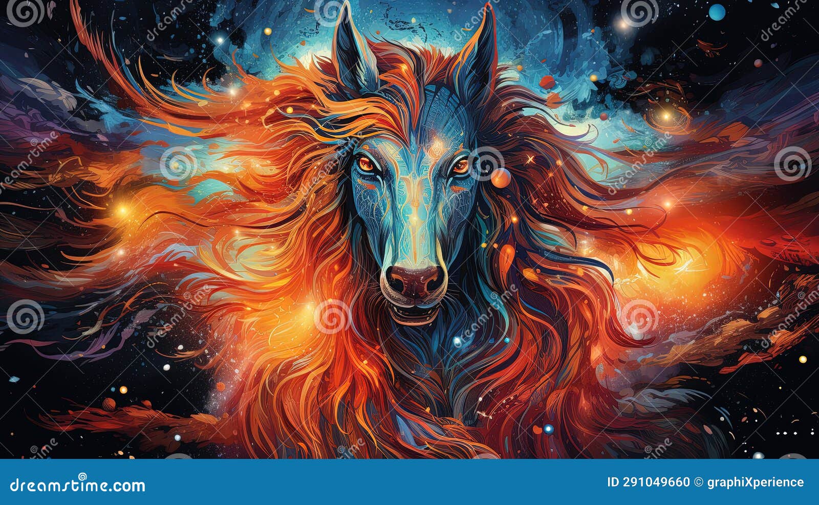 Celestial Beast in Cosmic Realm Stock Illustration - Illustration of ...