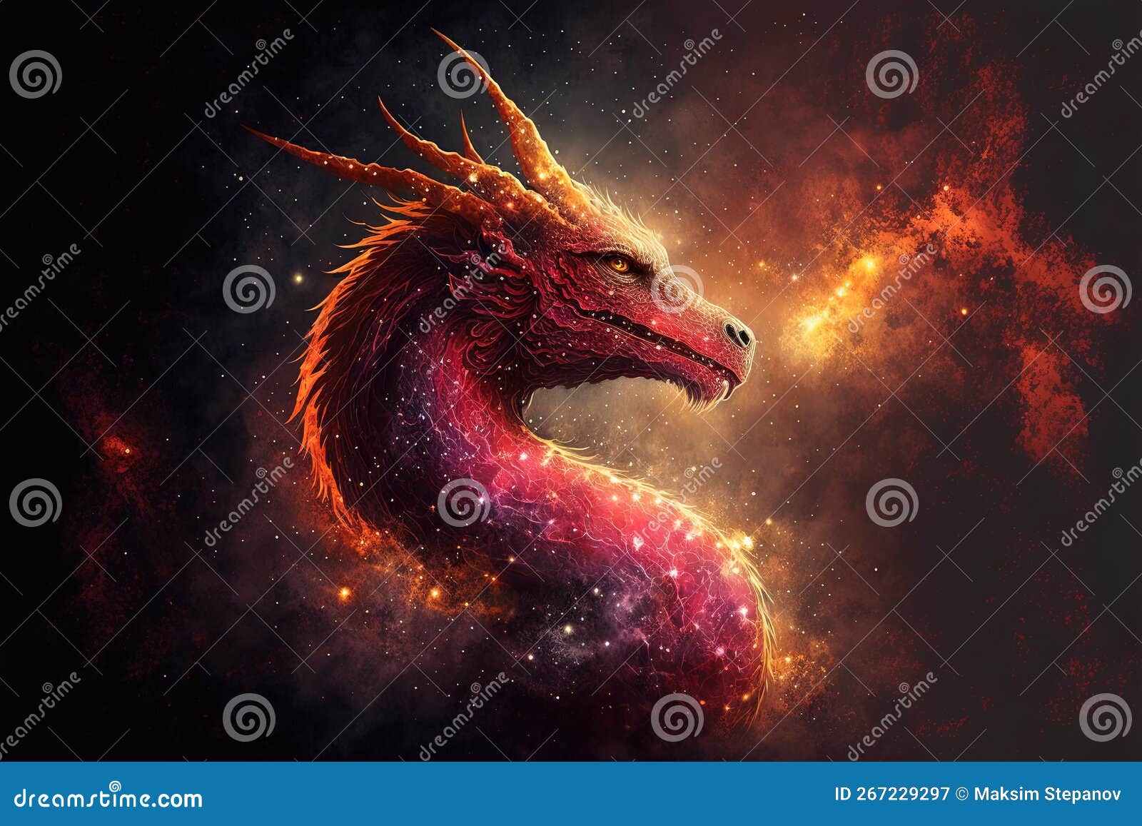 Celestial Big Dragon on Space Background. Generative AI Stock ...