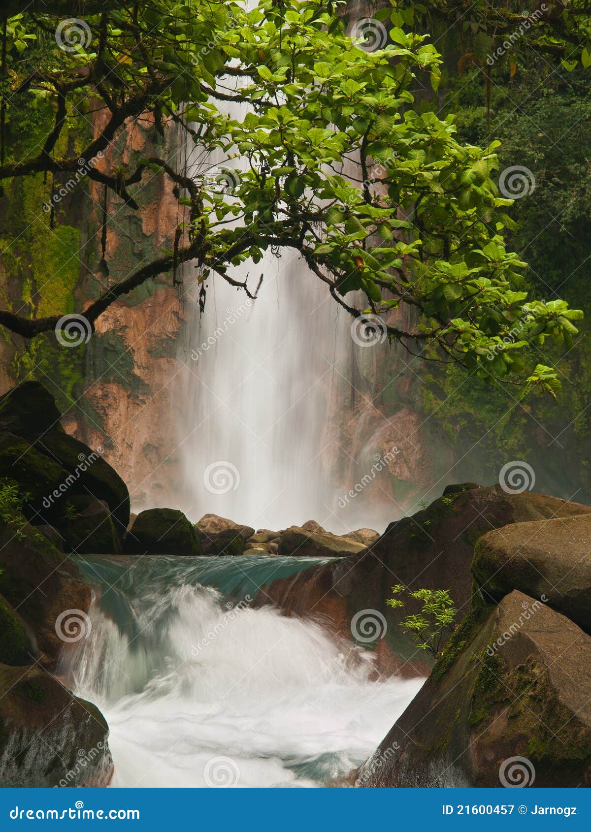 Celestial blue waterfall stock image. Image of light - 21600457