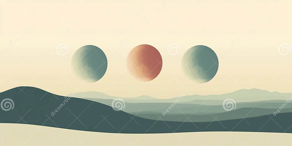 Celestial Bodies Appear in the Evening Sky Stock Illustration ...