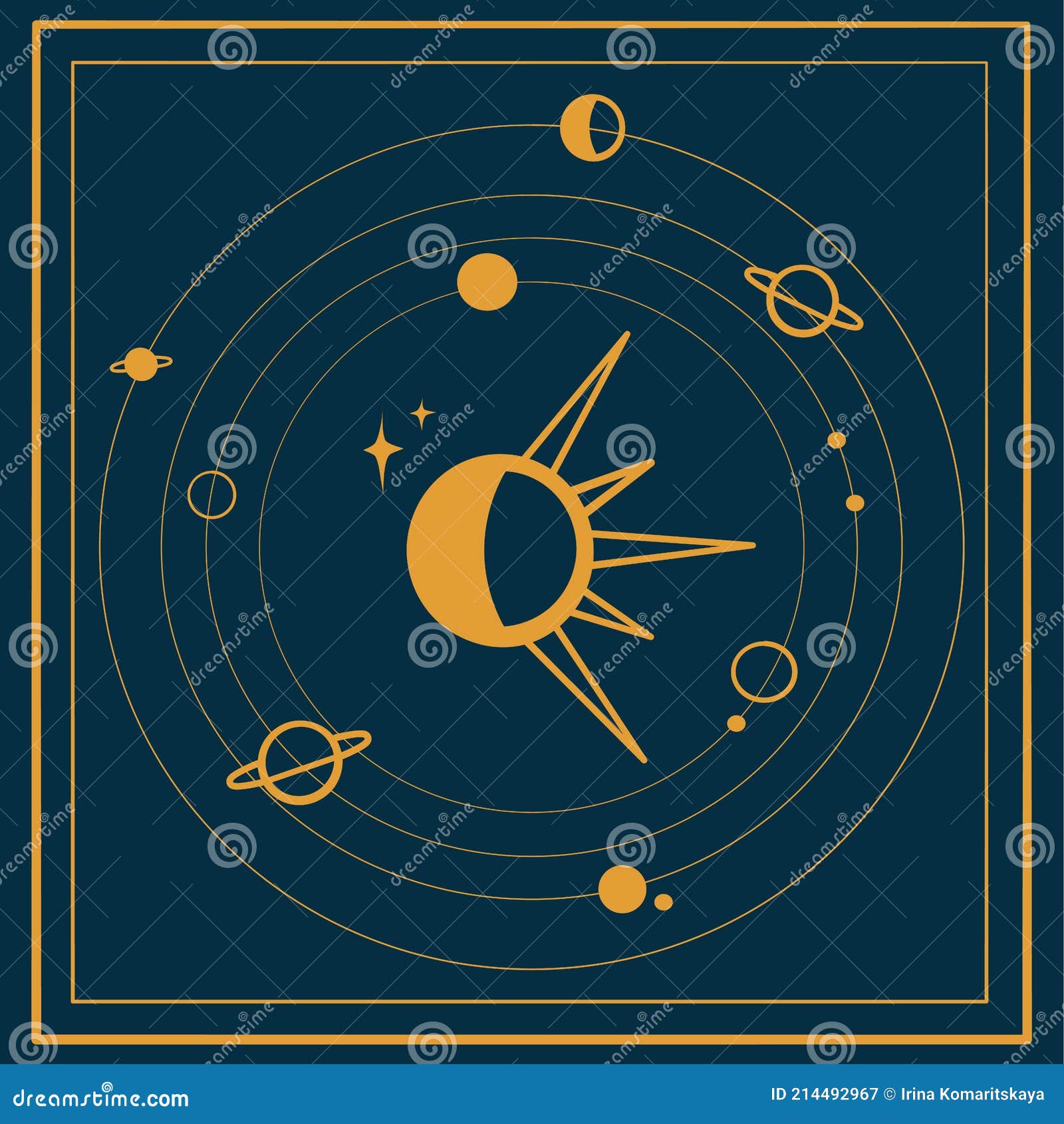Celestial Bodies on a Blue Background. Moon, Sun and Planets for ...