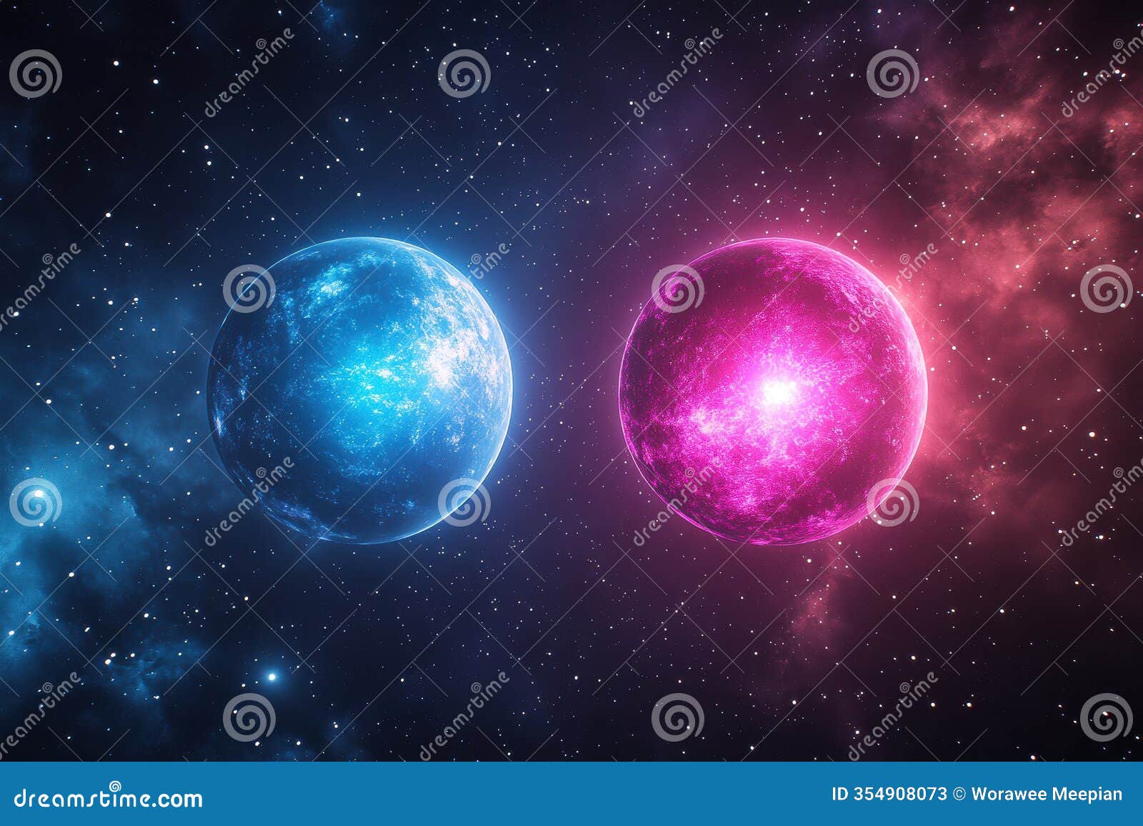 Celestial Bodies Colliding Outer Space Digital Artwork Cosmic ...