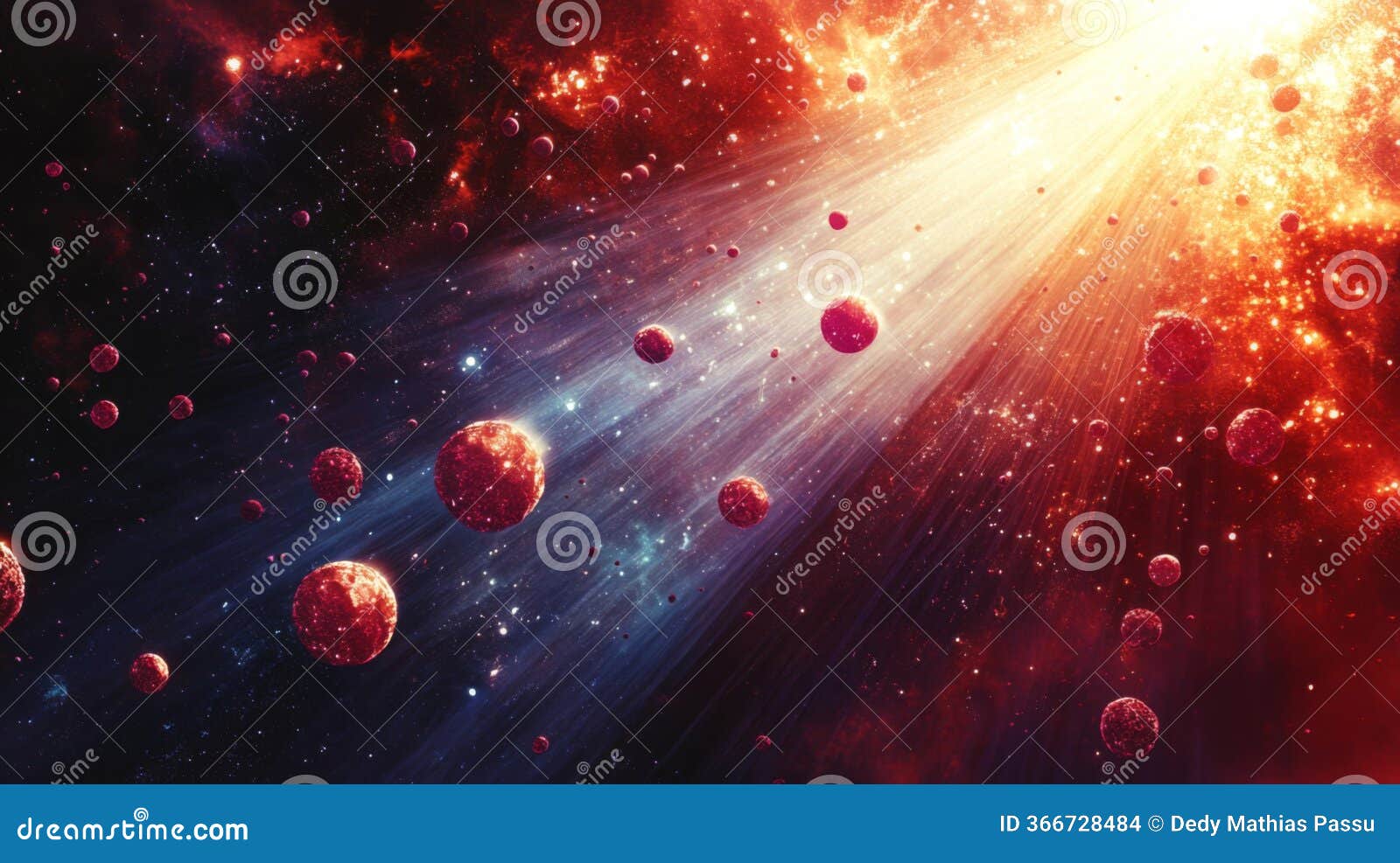 Celestial Bodies Orbiting A Radiant Star In Deep Space Stock Photo ...