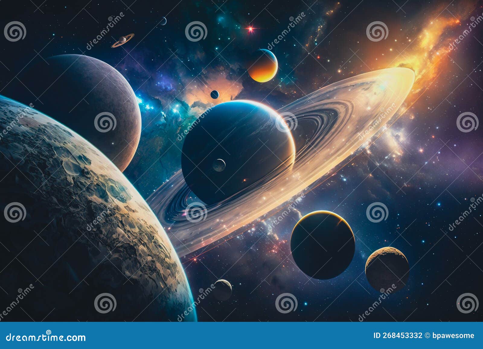 Gravity: a Celestial Body Floating in Space Amongst Planets, Generative ...