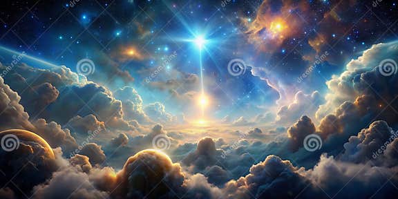 Celestial Bonds Interstellar Clouds Combining To Creative AI Stock Illustration - Illustration ...
