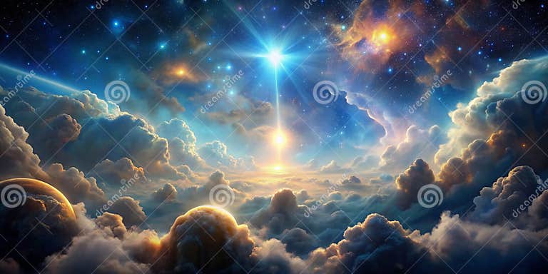 Celestial Bonds Interstellar Clouds Combining To Creative AI Stock Illustration - Illustration ...