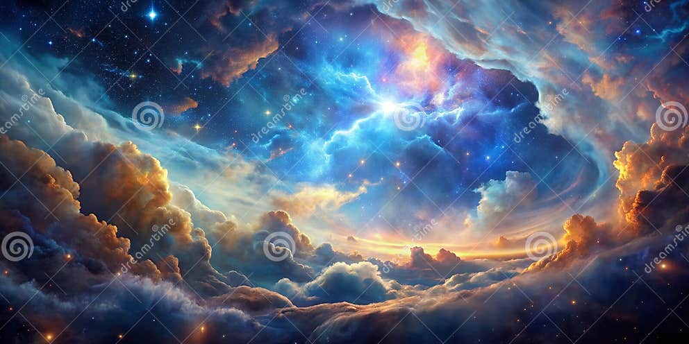 Celestial Bonds Interstellar Clouds Combining To Generative by AI Stock Illustration ...